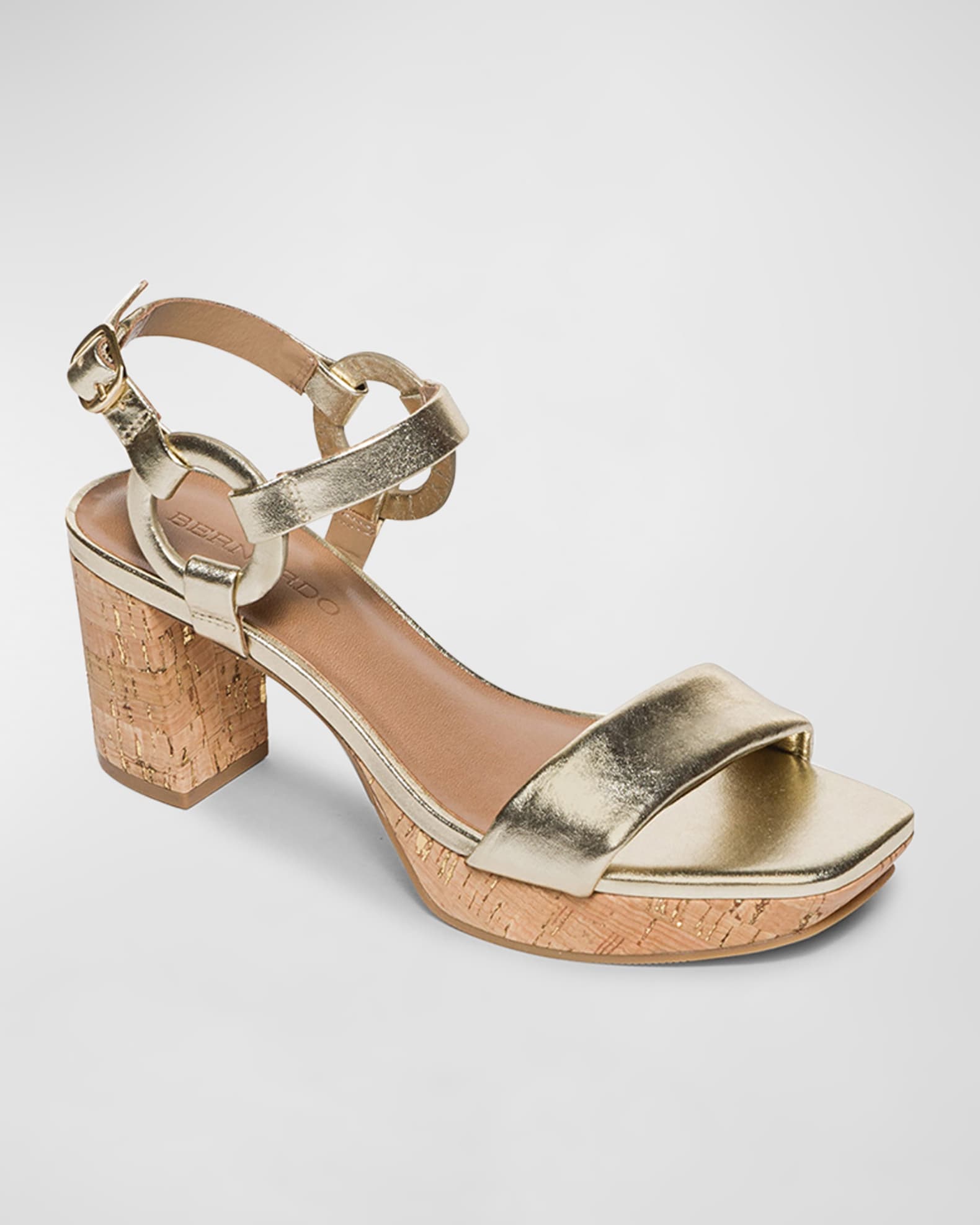 Bernardo Metallic Calfskin Slingback Platform Sandals | Neiman Marcus