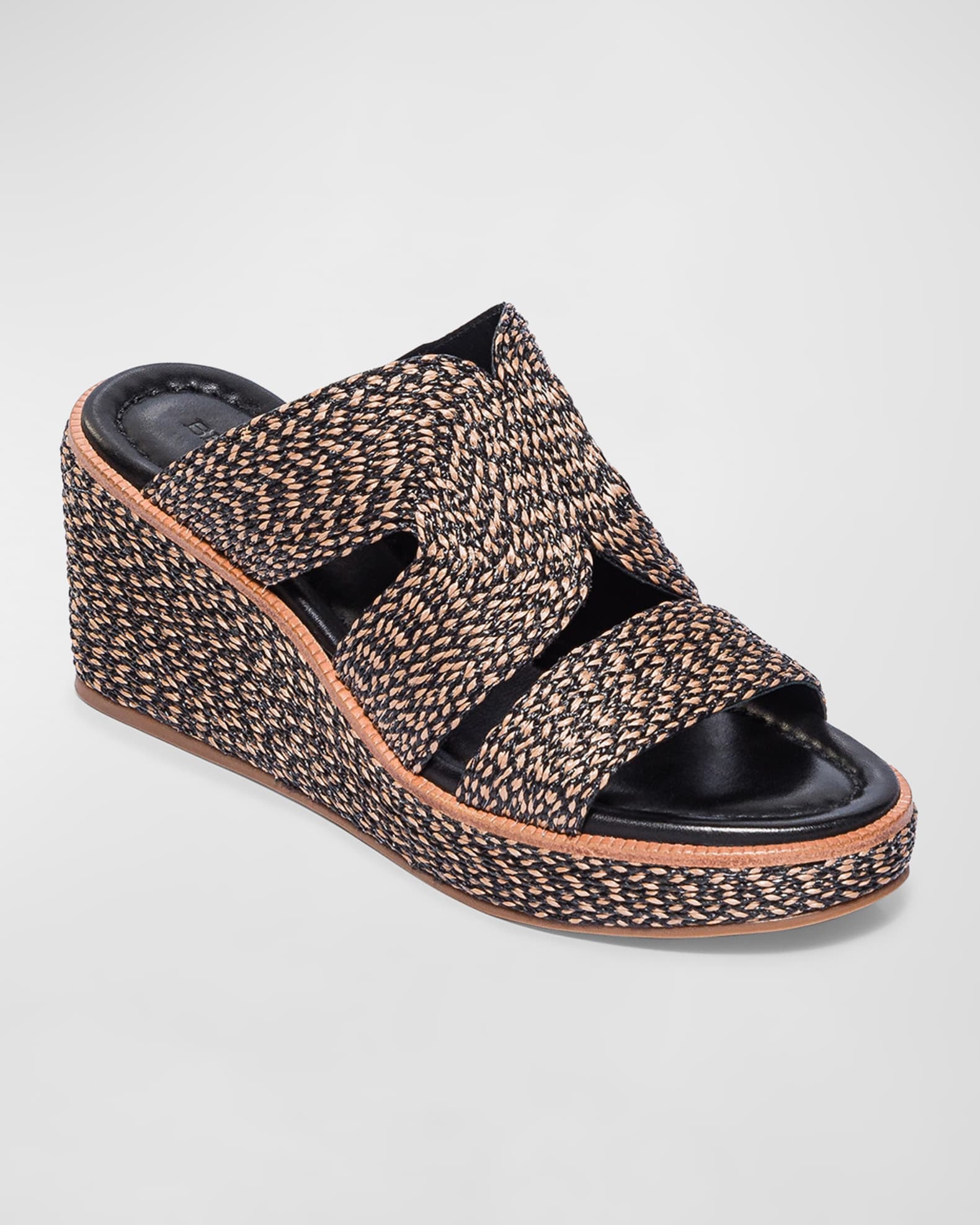Bernardo Raffia Wedge Platform Slide Sandals | Neiman Marcus