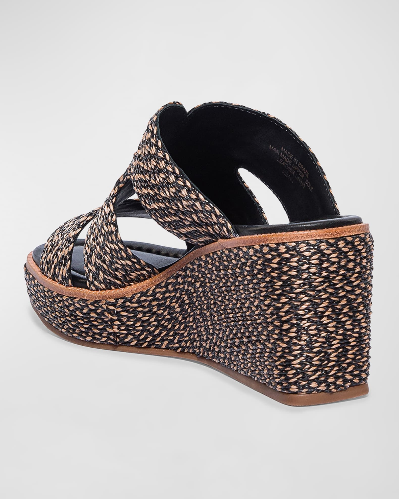 Bernardo Raffia Wedge Platform Slide Sandals | Neiman Marcus