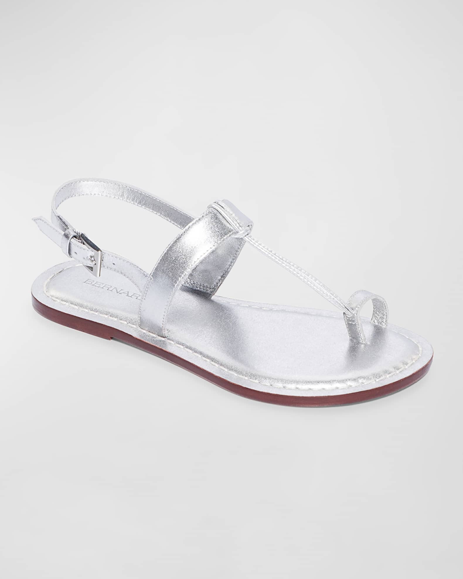 Bernardo Metallic T-Strap Slingback Sandals | Neiman Marcus