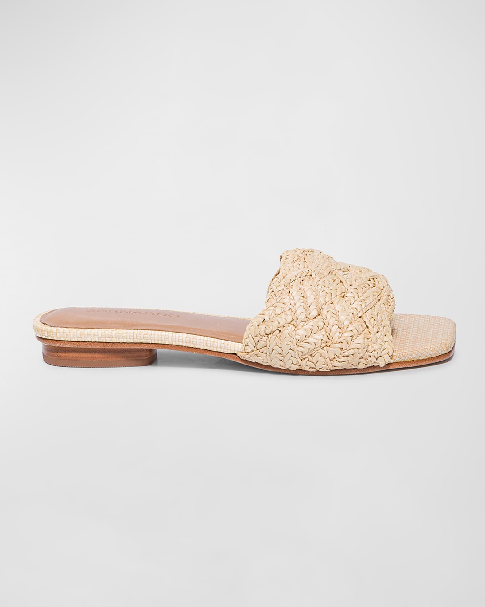Bernardo Braided Raffia Flat Slide Sandals | Neiman Marcus
