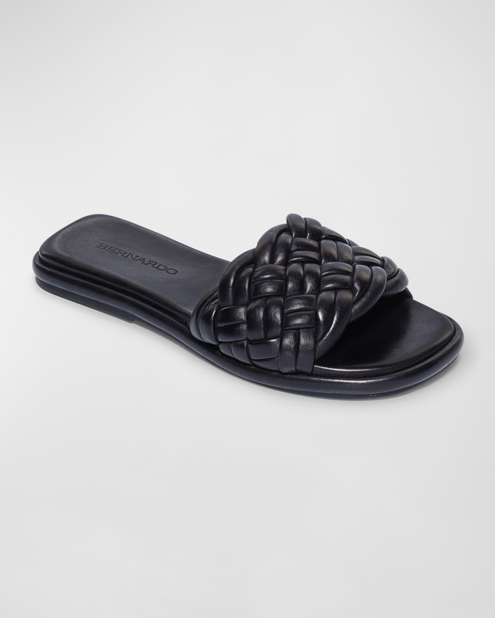Bernardo Braided Leather Flat Slide Sandals | Neiman Marcus
