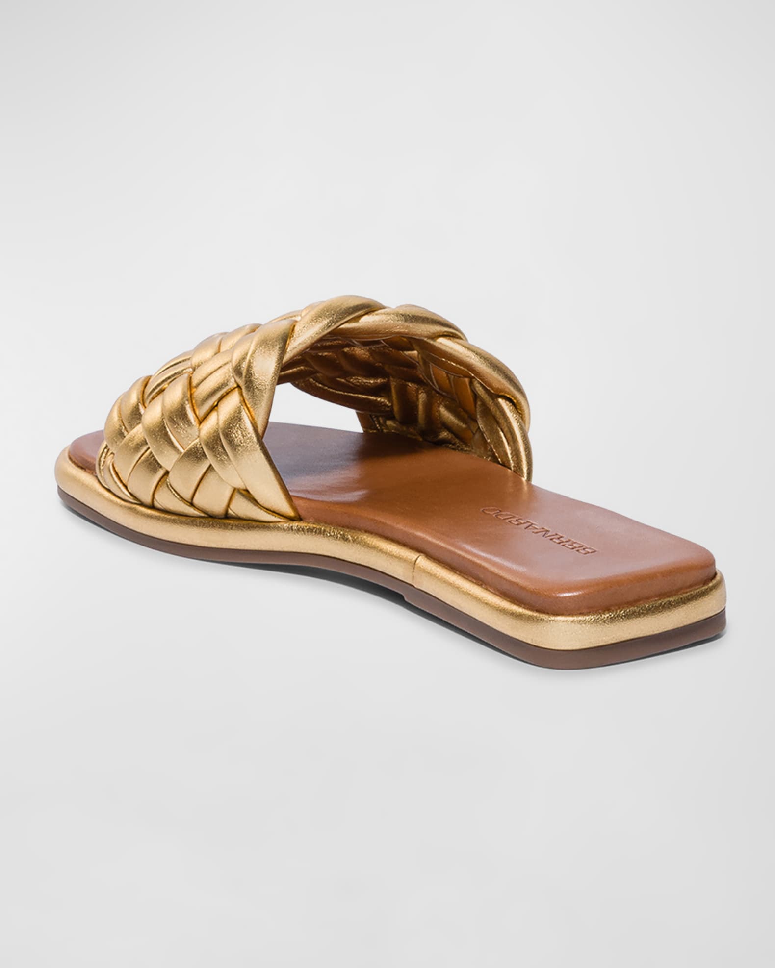 Bernardo Metallic Braid Flat Slide Sandals | Neiman Marcus