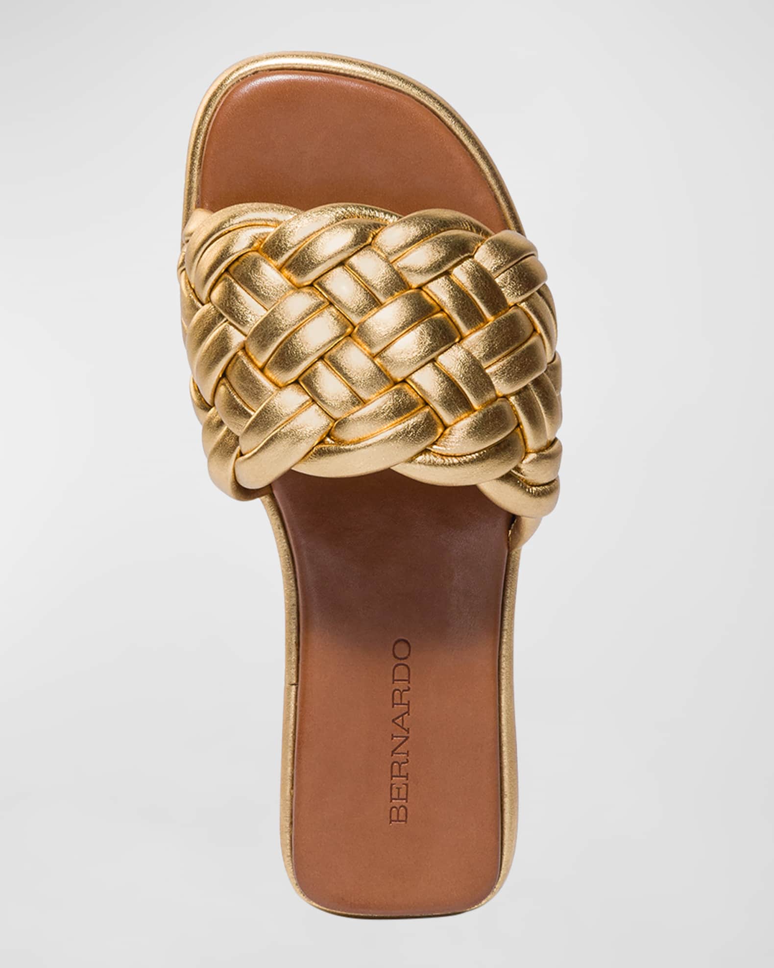Bernardo Metallic Braid Flat Slide Sandals | Neiman Marcus