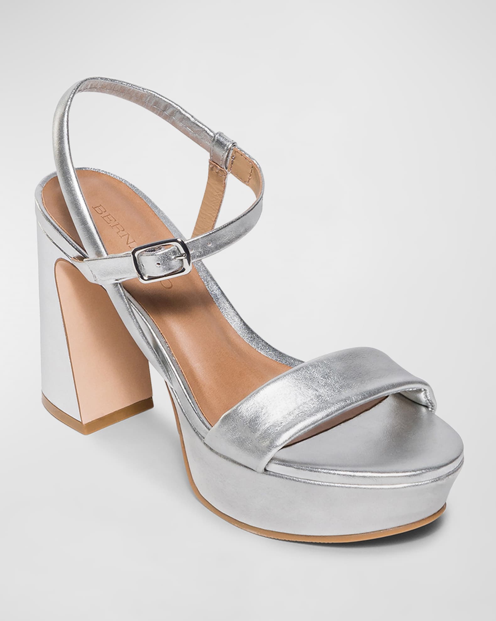 Bernardo Metallic Ankle-Strap Platform Sandals | Neiman Marcus