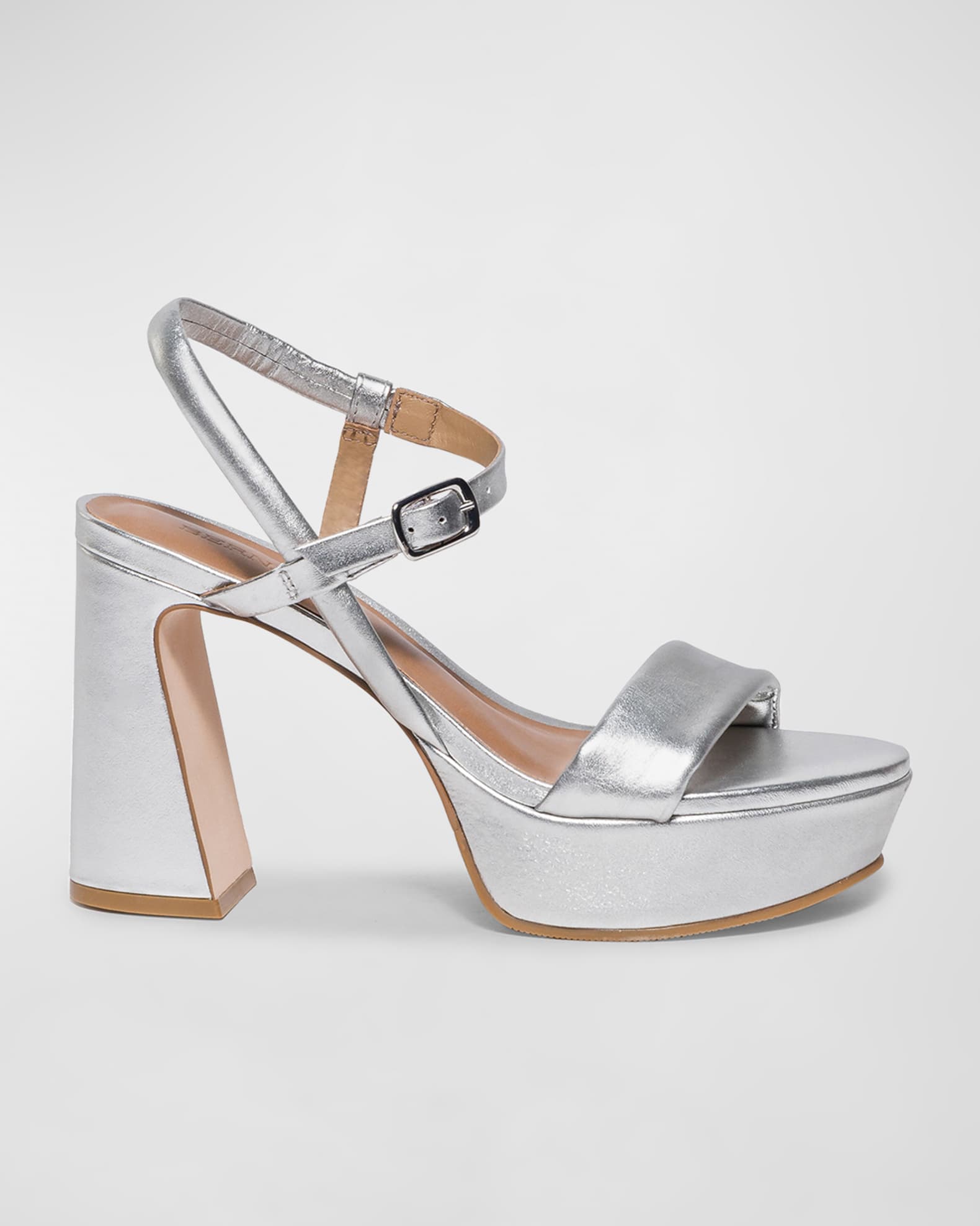Bernardo Metallic Ankle-Strap Platform Sandals | Neiman Marcus