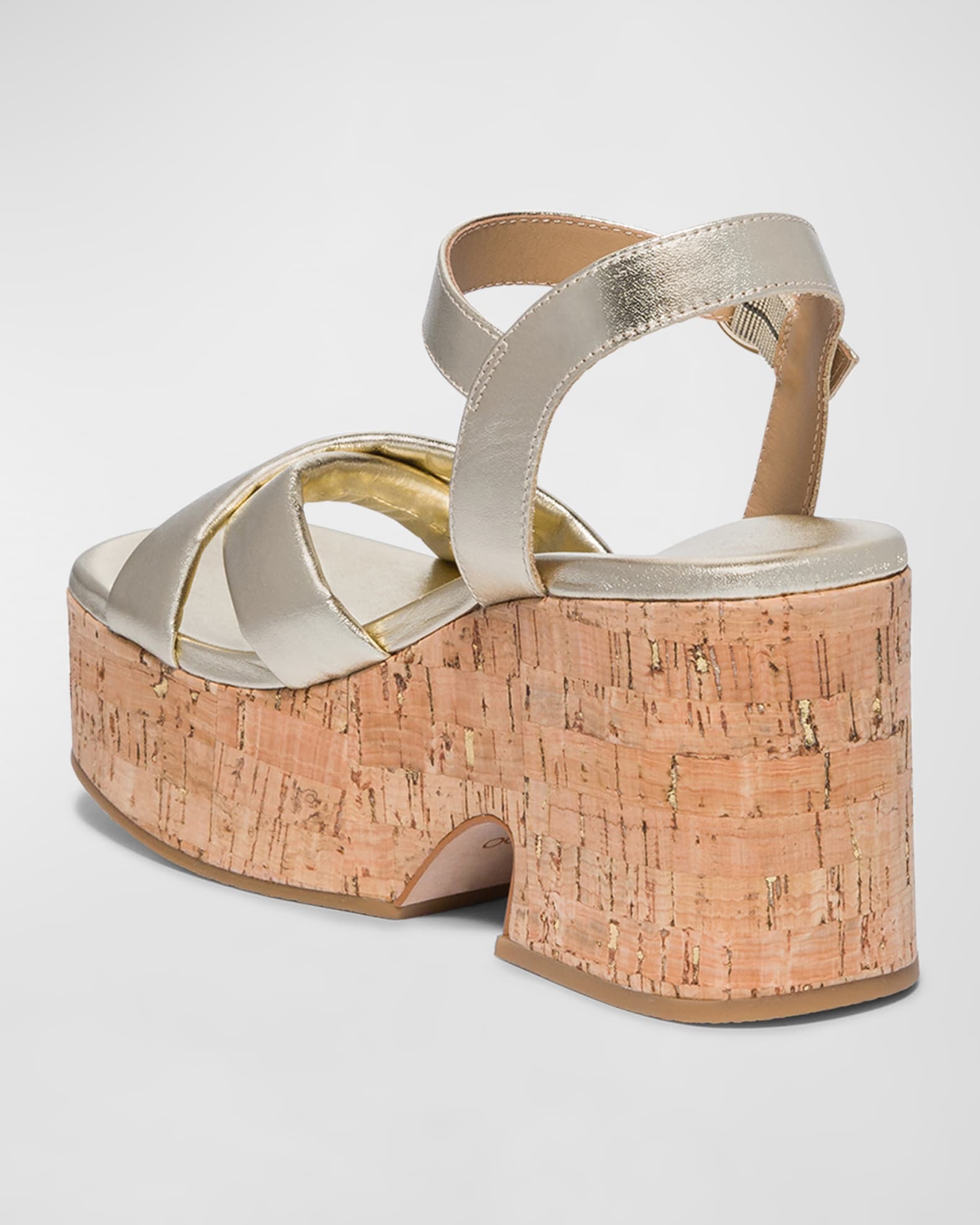 Bernardo Metallic Crisscross Cork Platform Sandals | Neiman Marcus