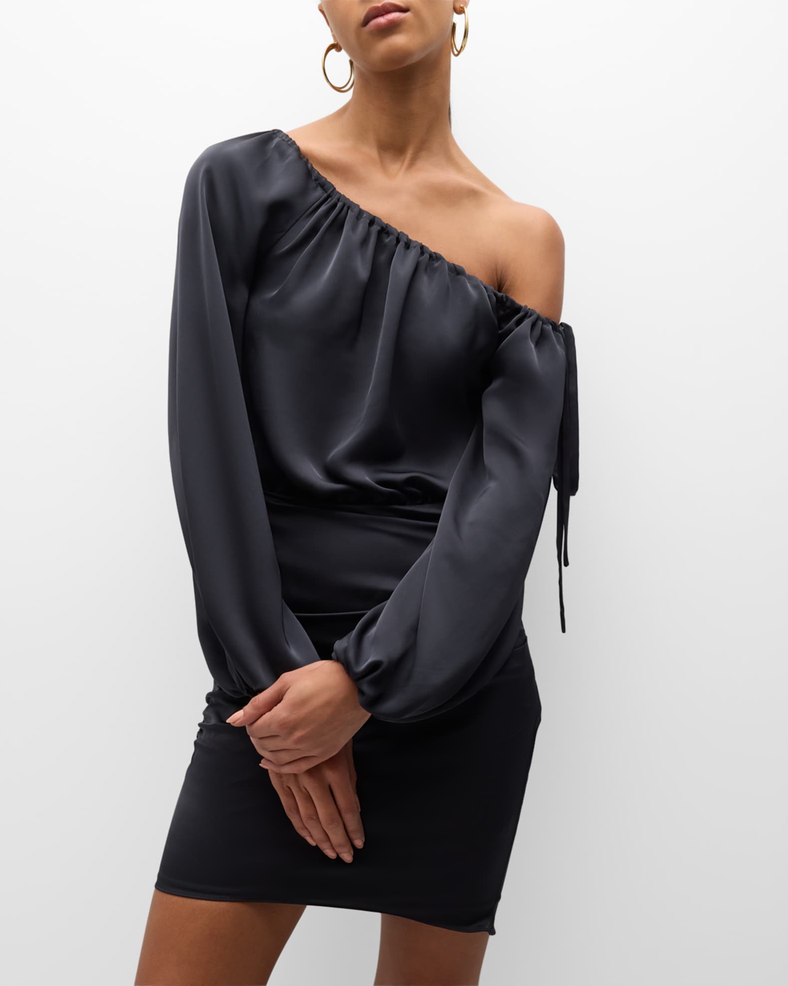 Ramy Brook Louisa One-Shoulder Satin Mini Dress | Neiman Marcus