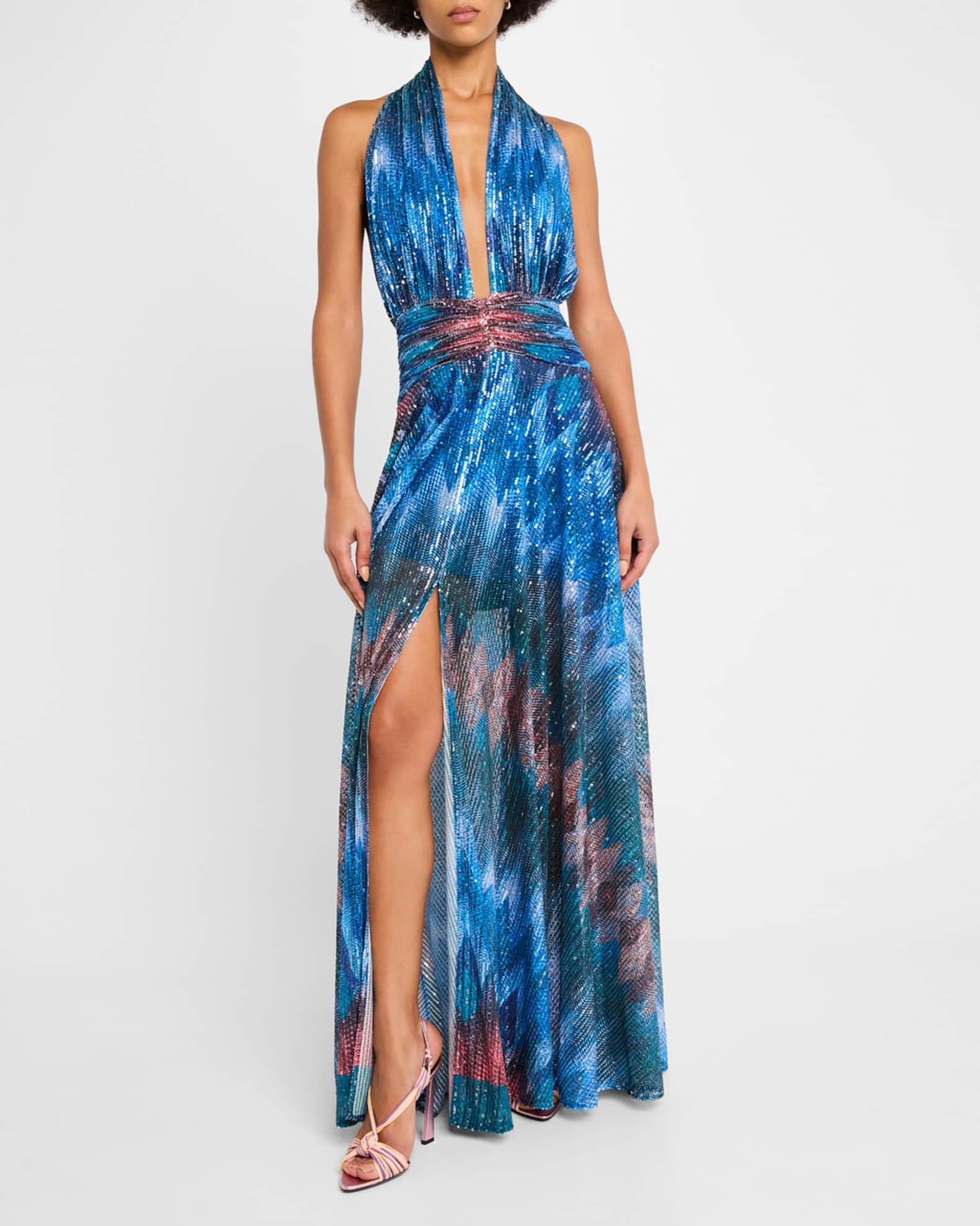 Ramy Brook Reyna Sequined Chevron Maxi Dress | Neiman Marcus