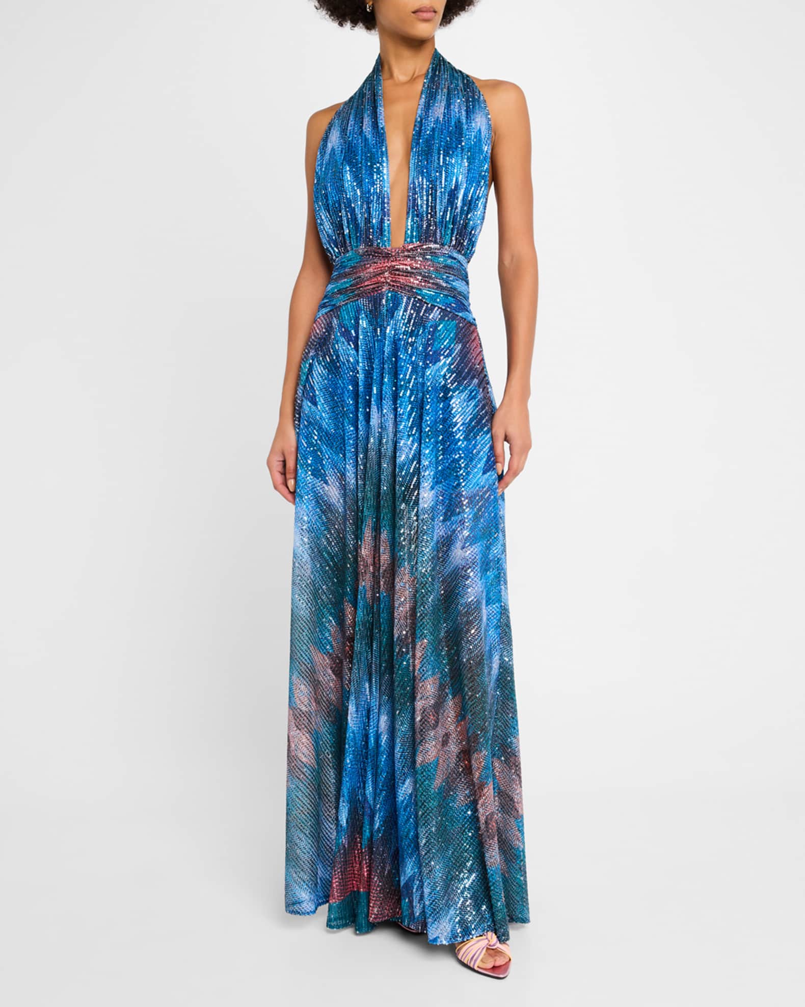 Ramy Brook Reyna Sequined Chevron Maxi Dress | Neiman Marcus