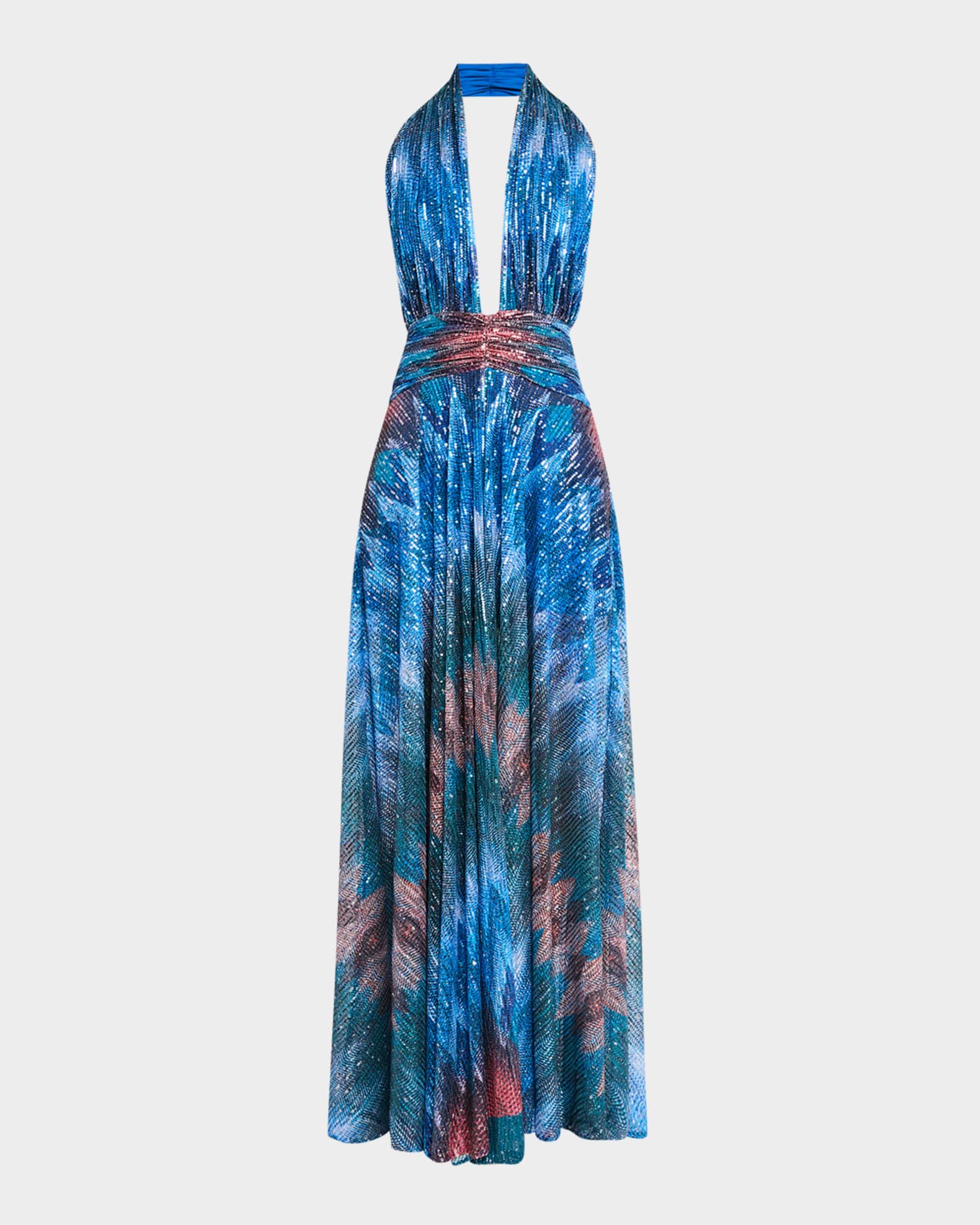 Ramy Brook Reyna Sequined Chevron Maxi Dress | Neiman Marcus