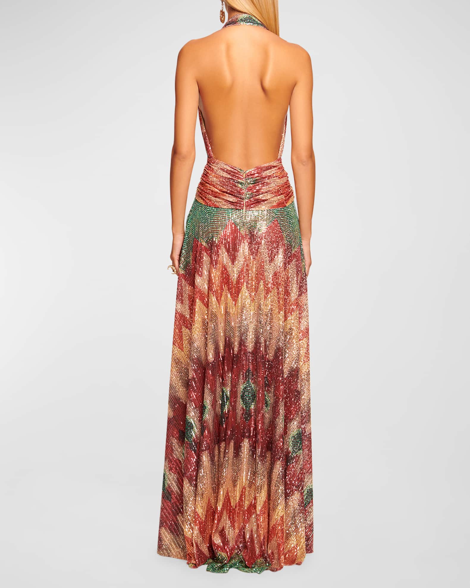 Ramy Brook Reyna Sequined Chevron Maxi Dress | Neiman Marcus