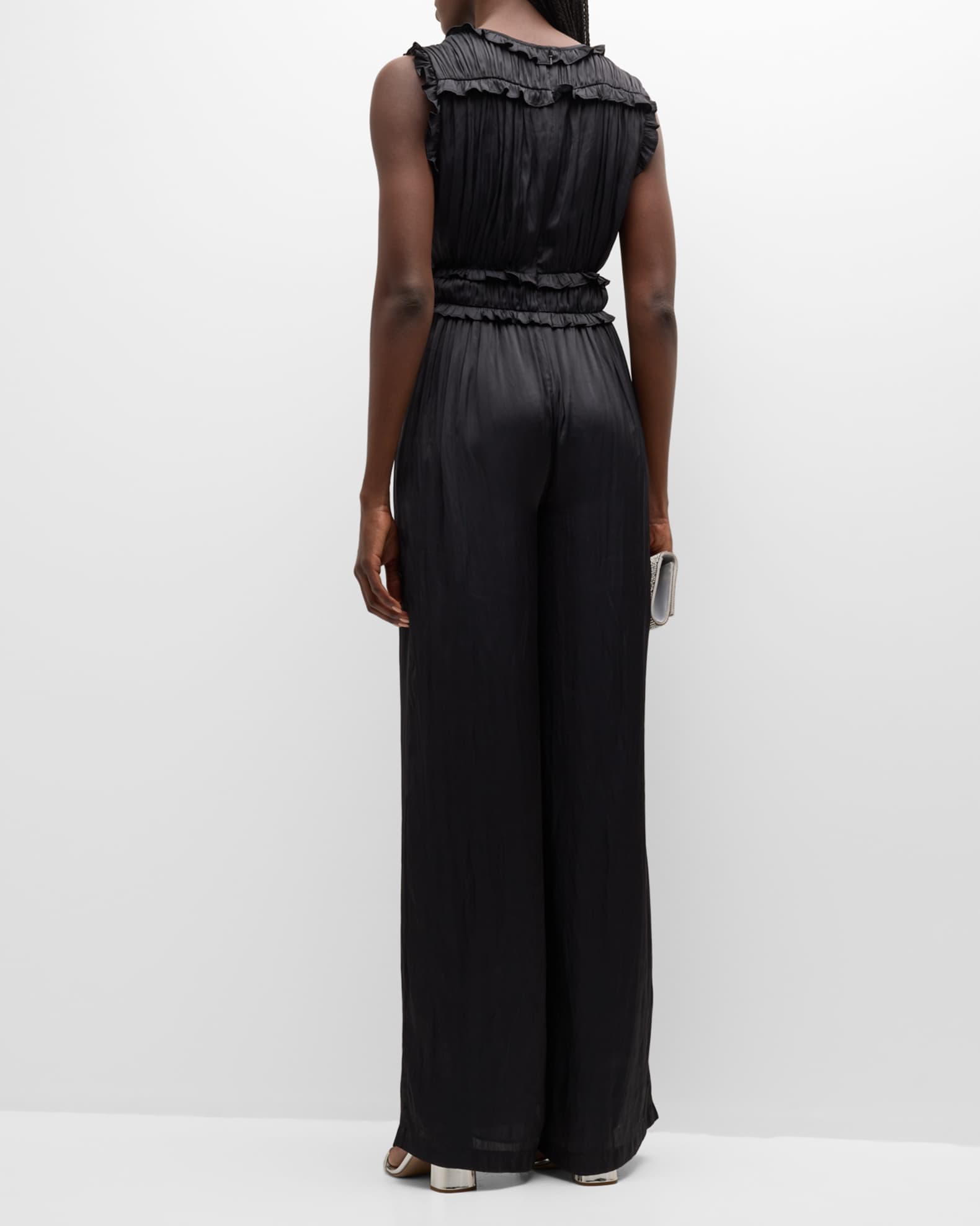 Ramy Brook Katelyn Wide-Leg Satin Jumpsuit | Neiman Marcus