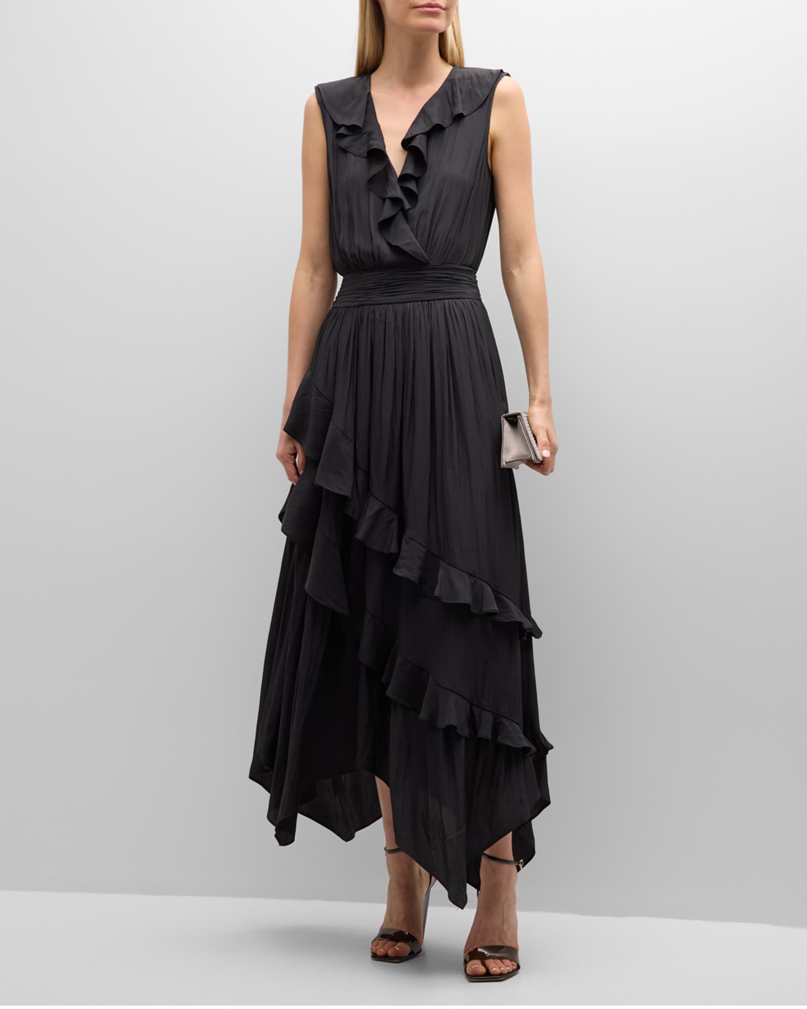Ramy Brook Hadlee Ruffled Sleeveless High-Low Maxi Dress | Neiman Marcus