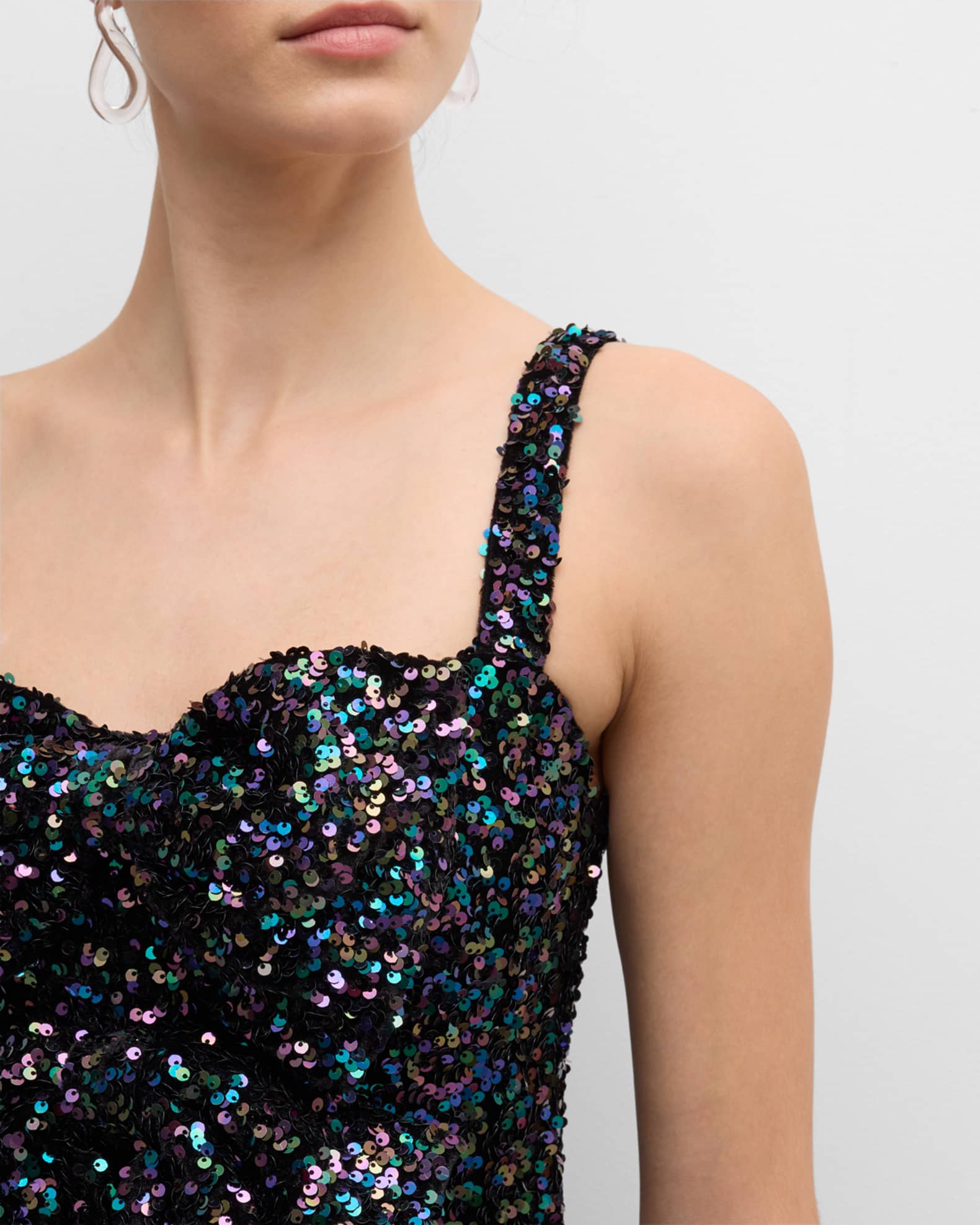 Black Halo Milaya Bow-Front Sequin Sweetheart Column Gown | Neiman Marcus