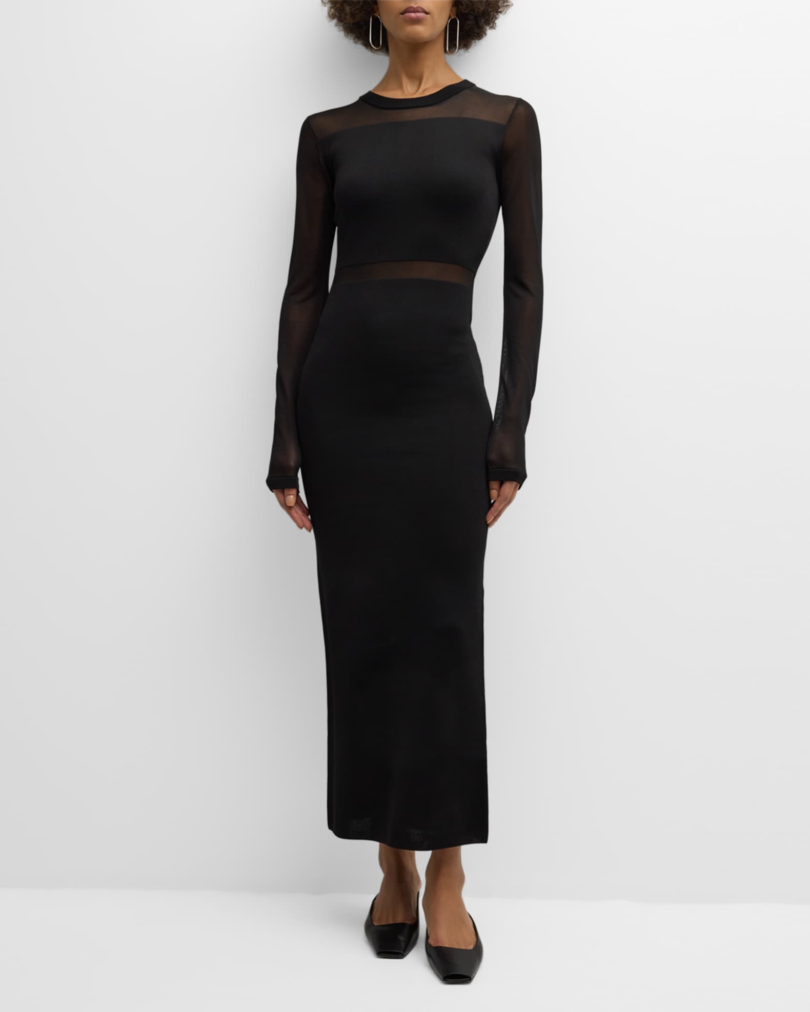 Toteme Semi Sheer Knit Cutout Long Sleeve Maxi Dress Neiman Marcus