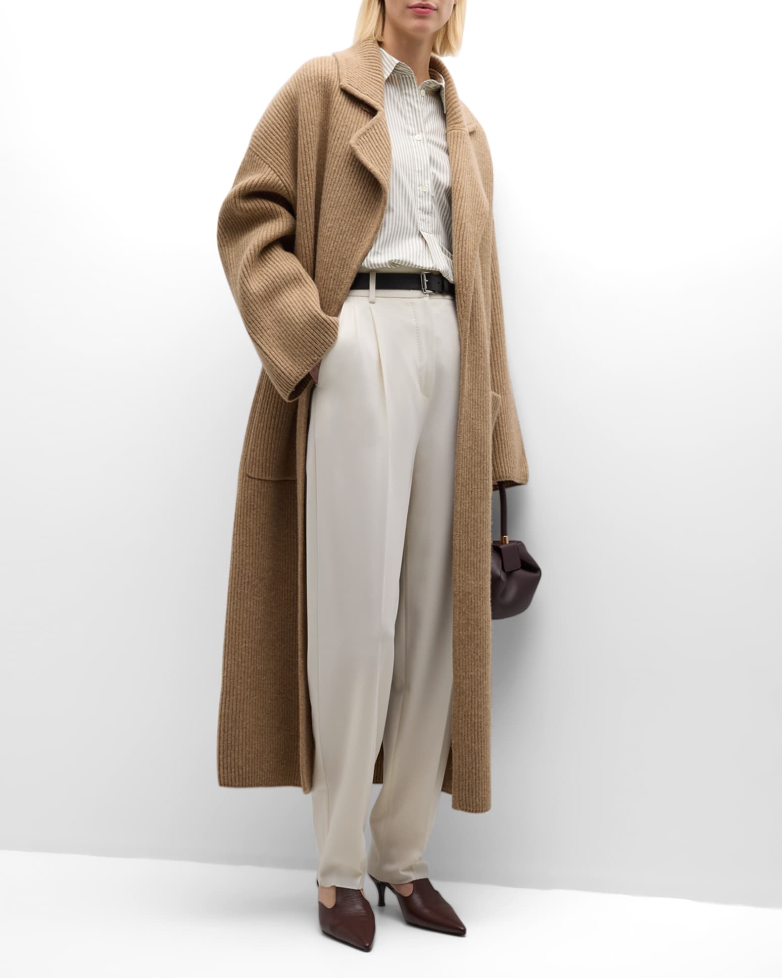 Toteme Wool Rib Knit Cardigan Coat | Neiman Marcus