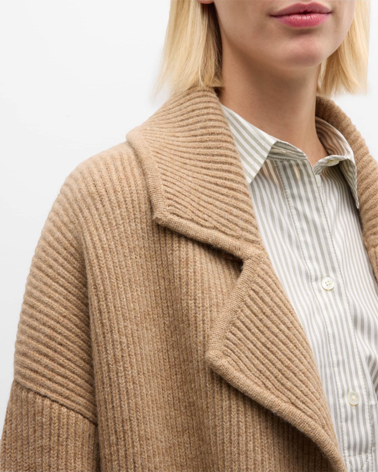 Toteme Wool Rib Knit Cardigan Coat | Neiman Marcus