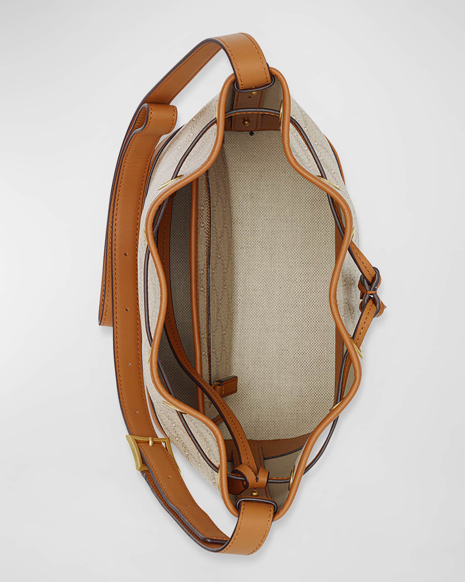 MCM Lauretos Monogram Drawstring Bucket Bag | Neiman Marcus