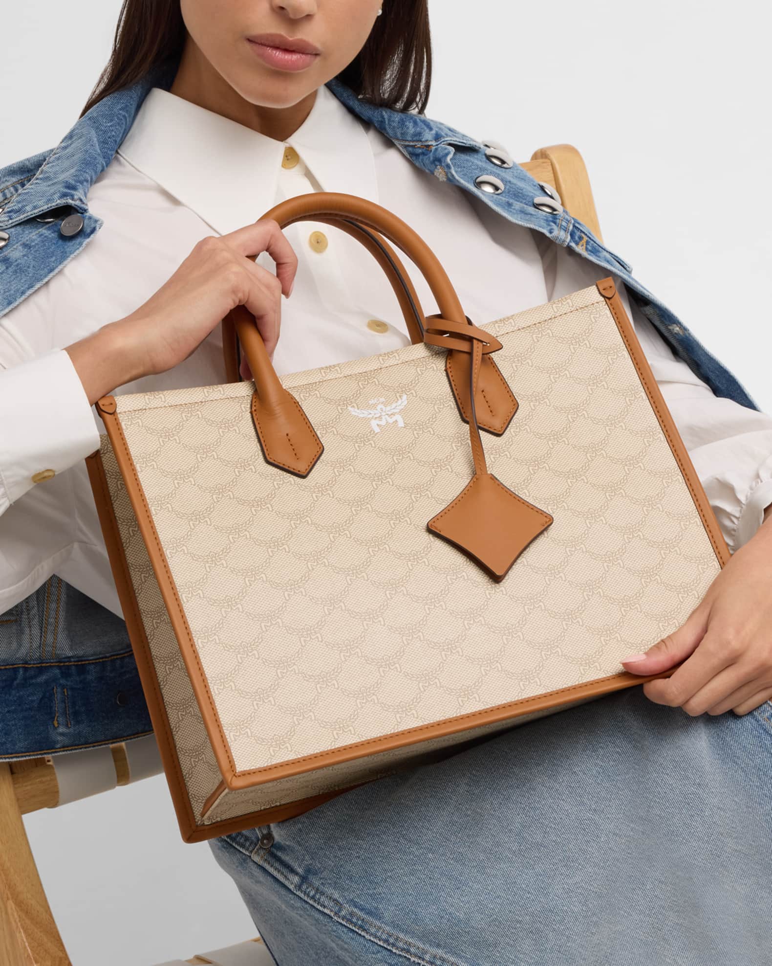MCM Lauretos Monogram Canvas Tote Bag | Neiman Marcus