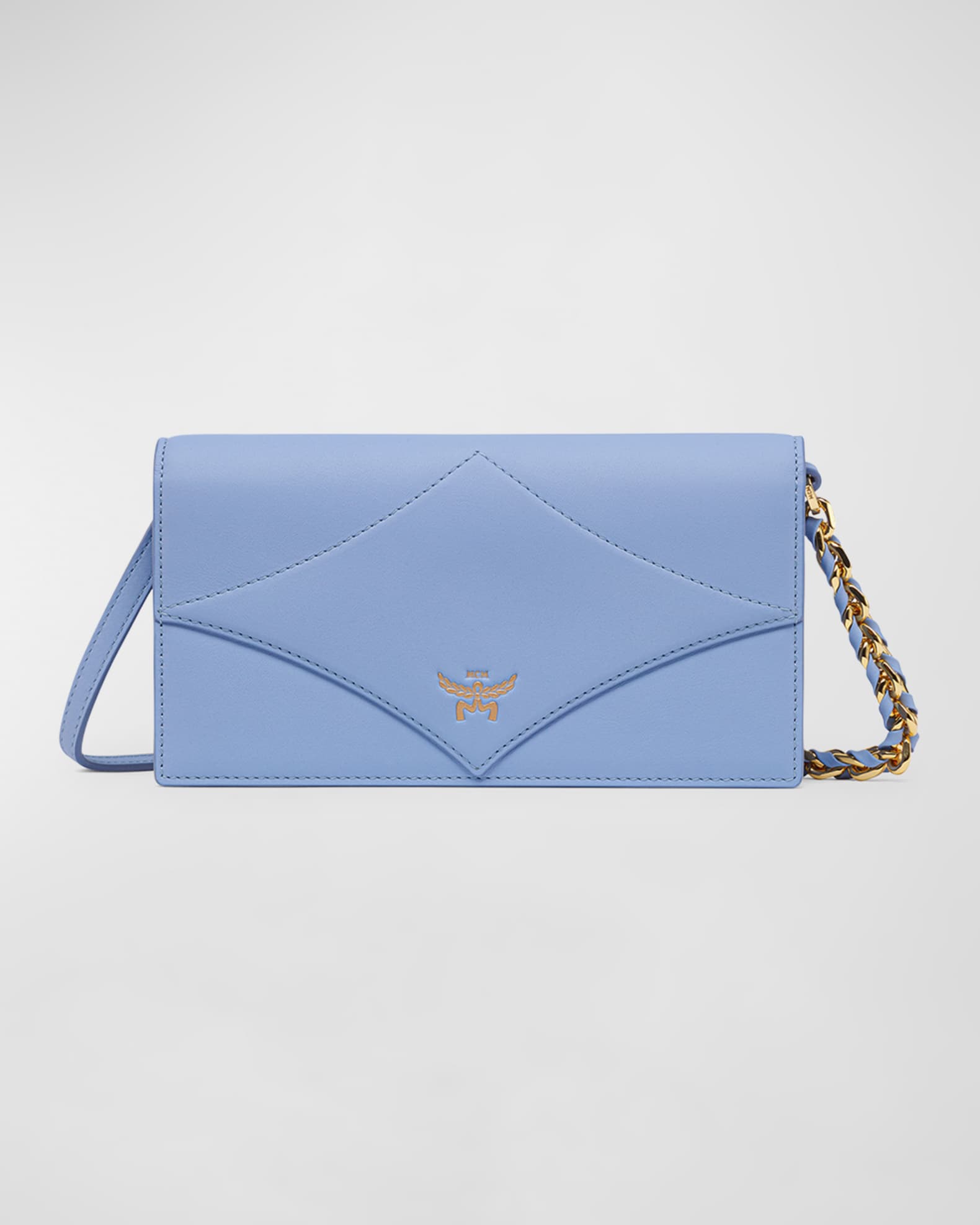 MCM Diamond Flap Leather Wallet on Chain | Neiman Marcus