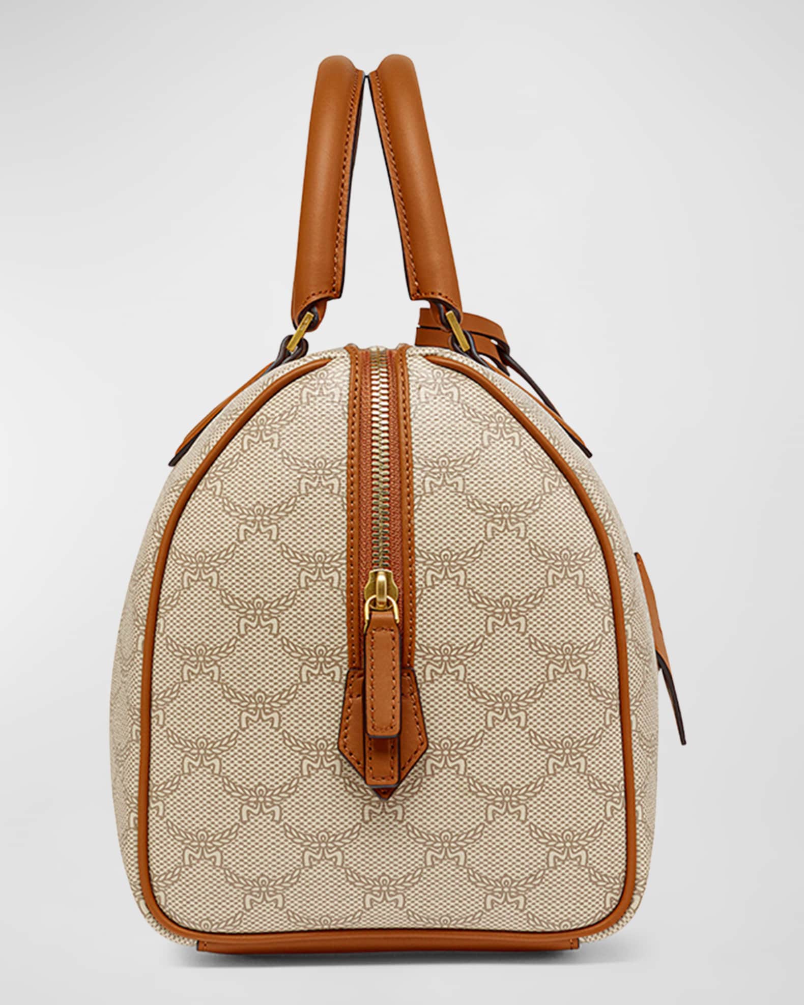 MCM Ella Monogram Boston Top-Handle Bag | Neiman Marcus