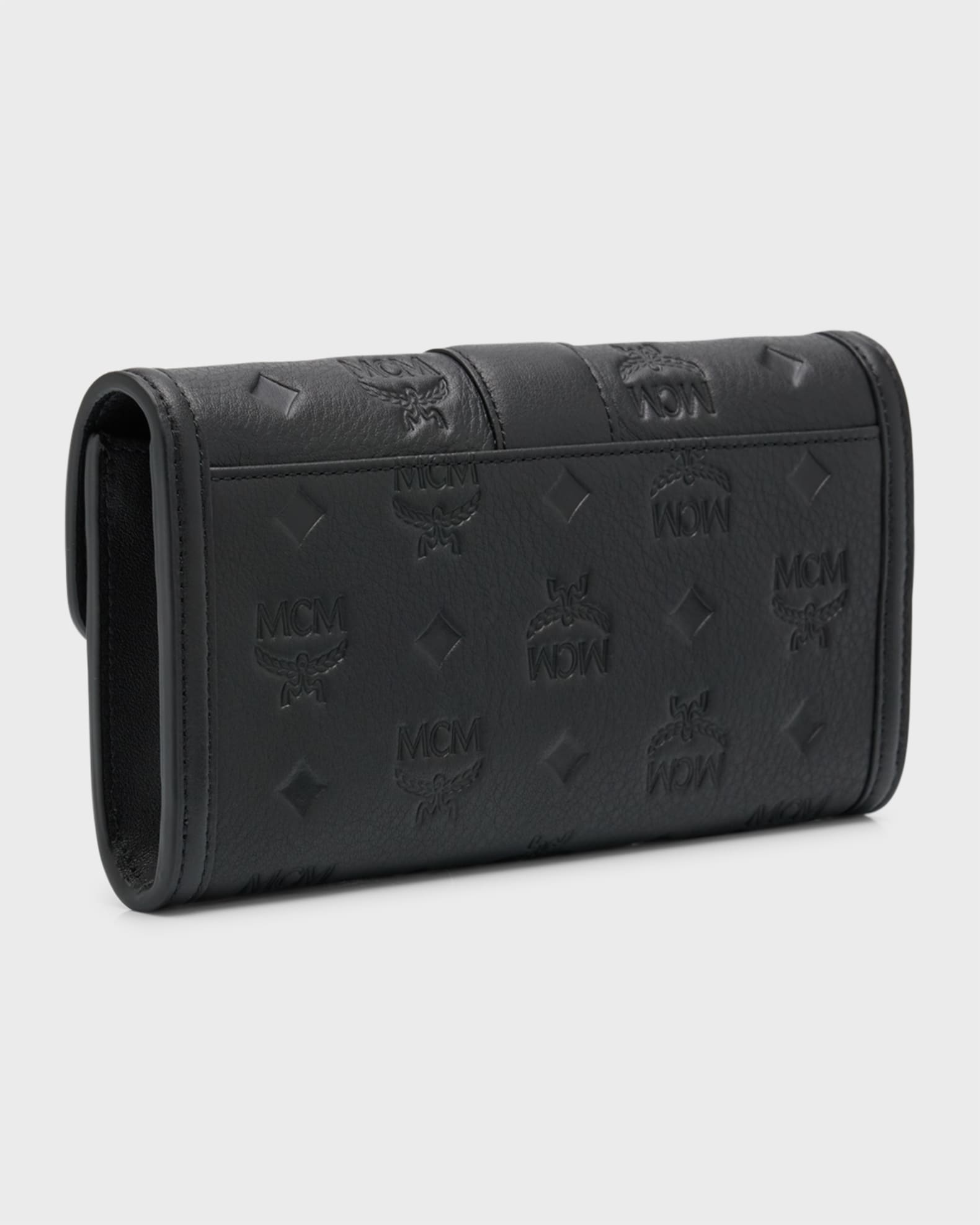 MCM Tracy Logo-Embossed Leather Wallet on Chain | Neiman Marcus
