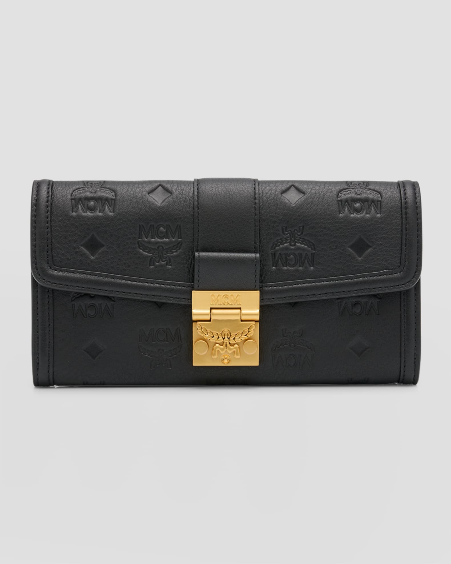 MCM Tracy Logo-Embossed Leather Wallet on Chain | Neiman Marcus