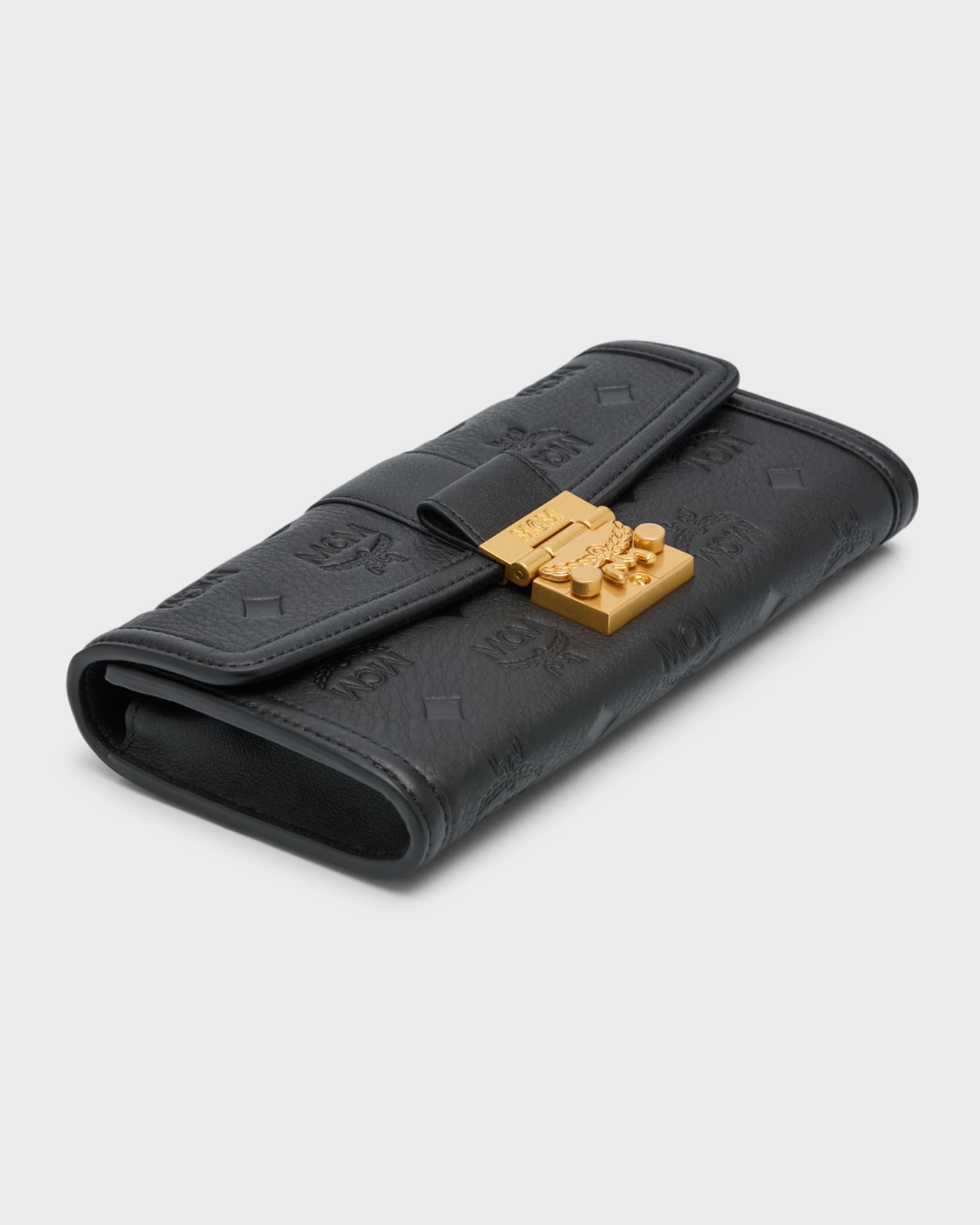 MCM Tracy Logo-Embossed Leather Wallet on Chain | Neiman Marcus