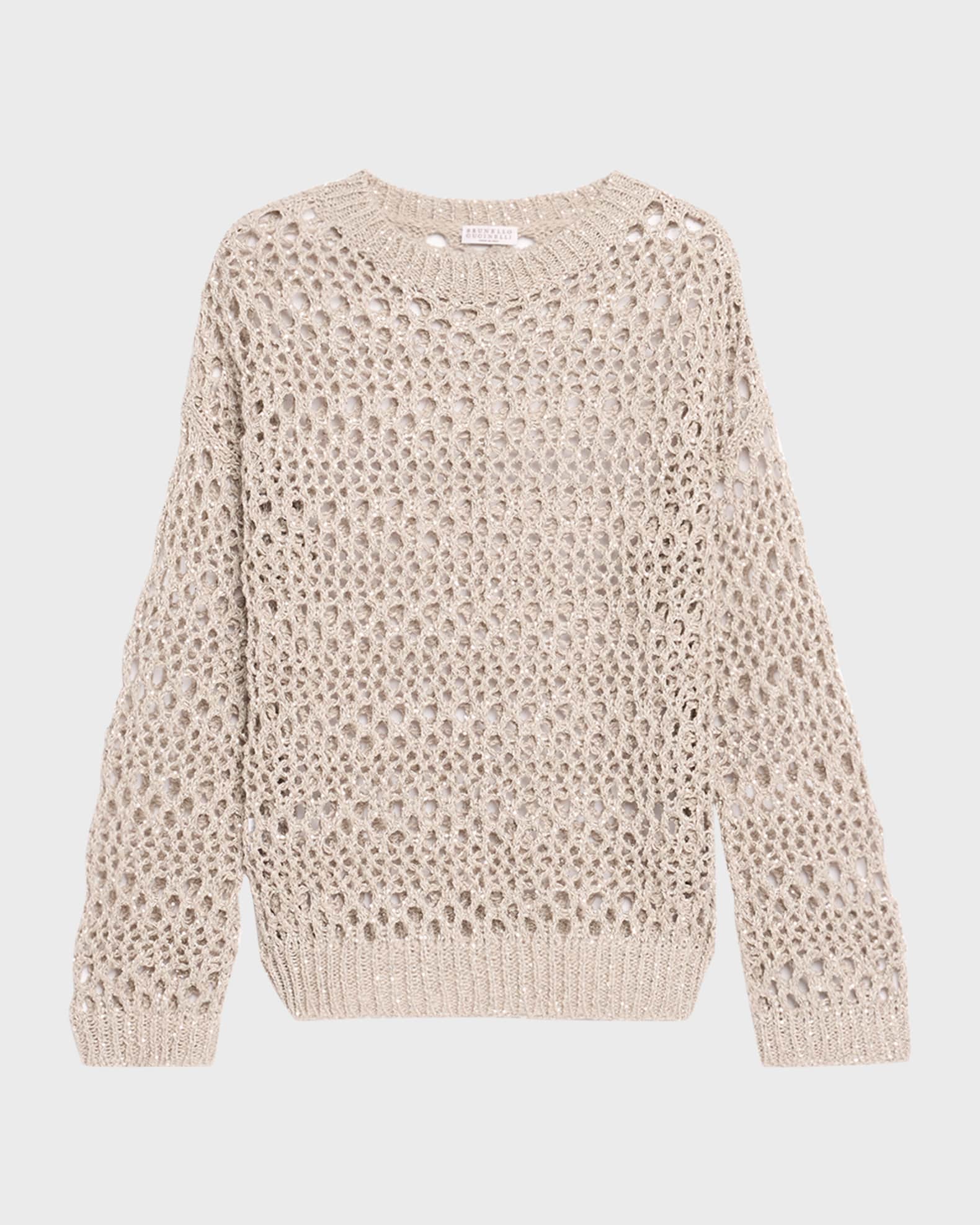 Brunello Cucinelli Paillette Open Weave Sweater with Tube Top | Neiman ...