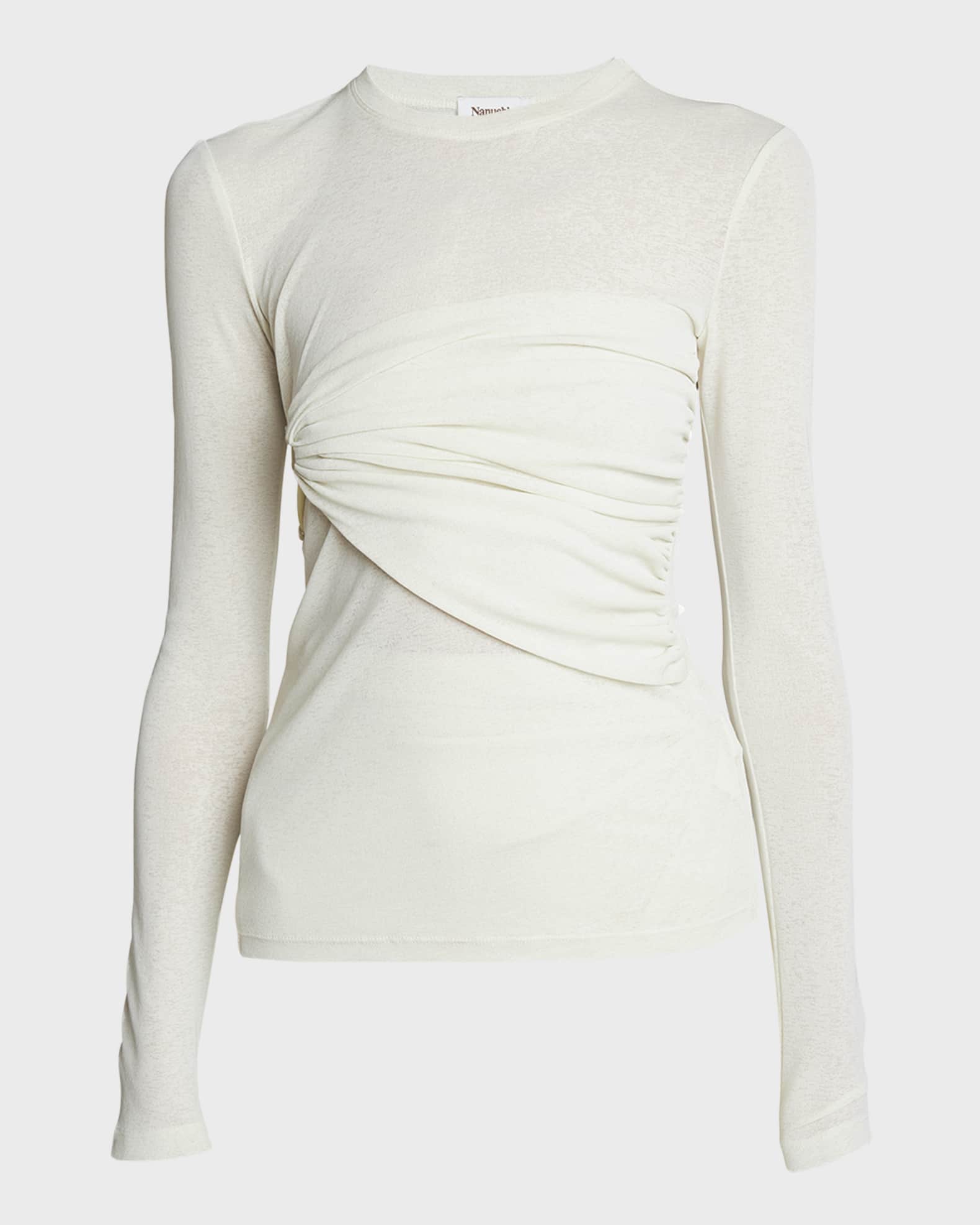 Nanushka Deva Gathered Long-Sleeve Top | Neiman Marcus