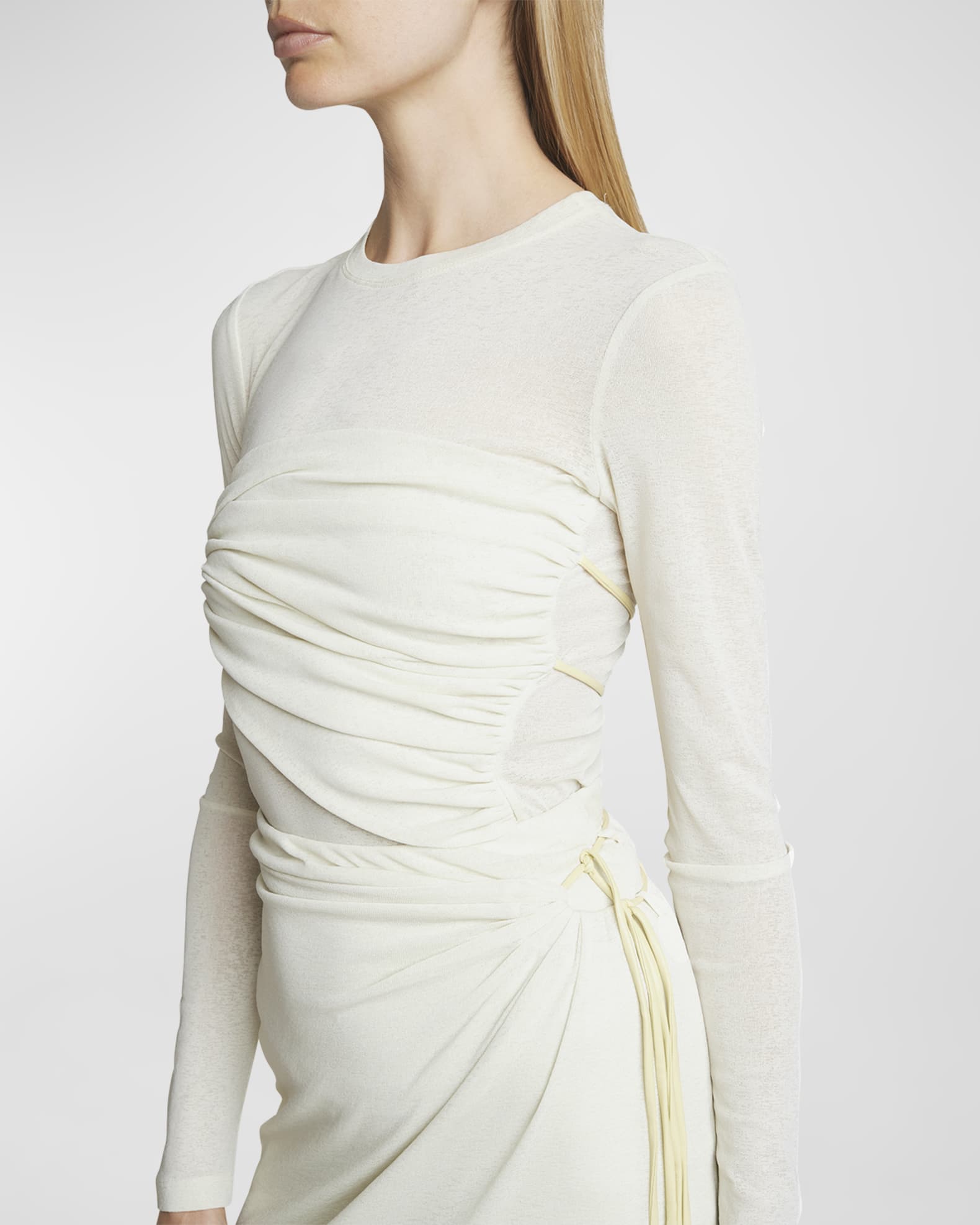 Nanushka Deva Gathered Long-Sleeve Top | Neiman Marcus