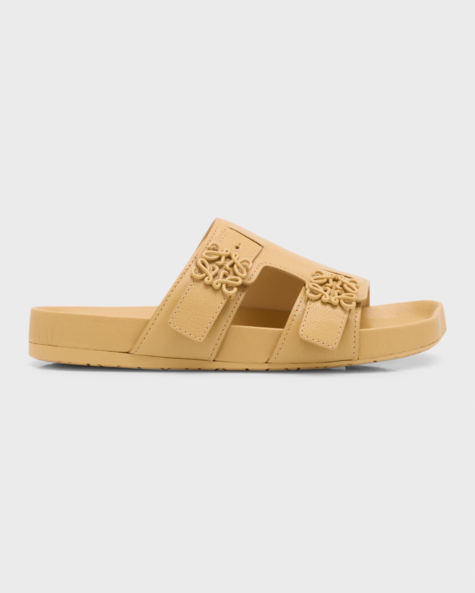 Loewe Ease Leather Dual-Buckle Slide Sandals | Neiman Marcus