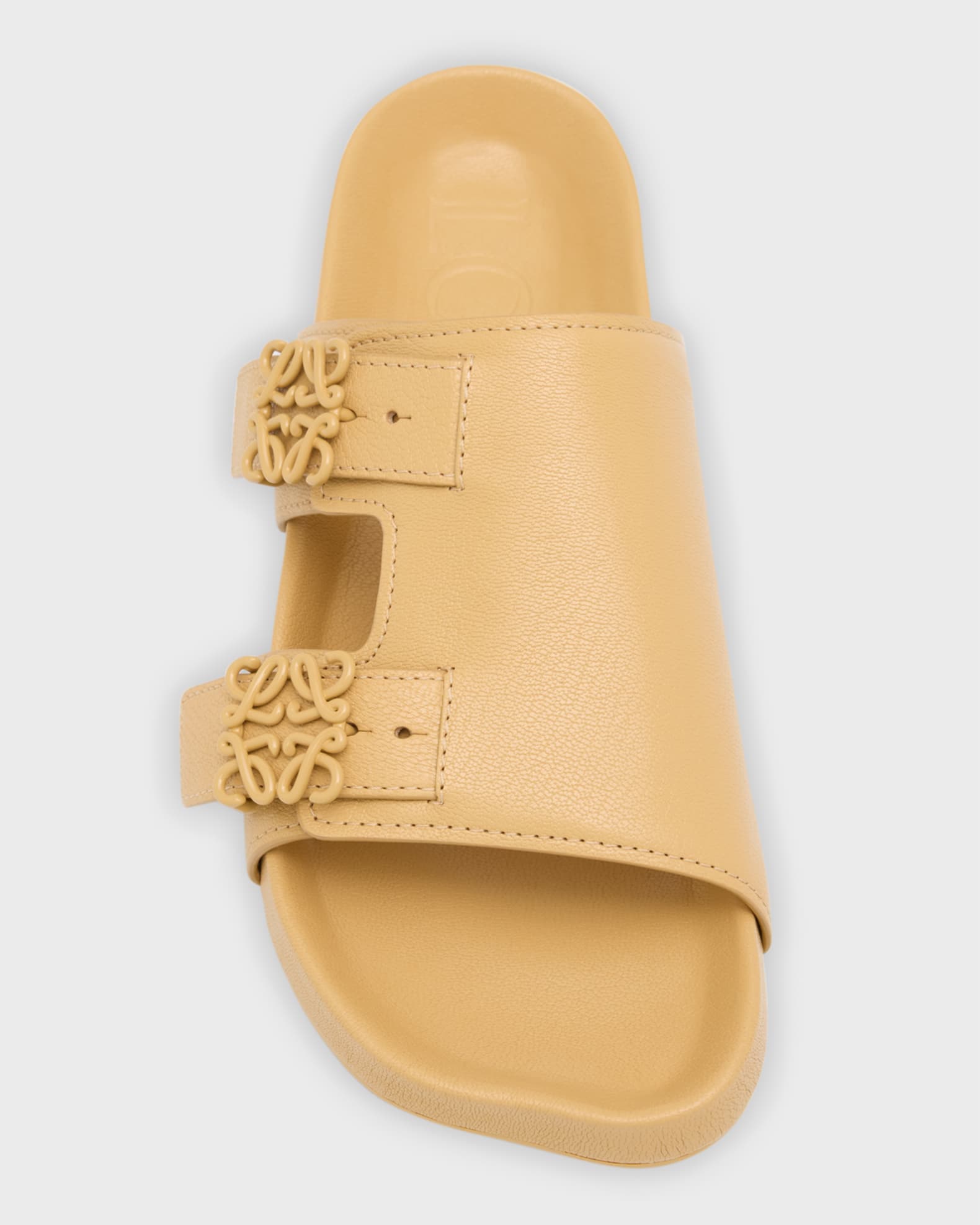 Loewe Ease Leather Dual-Buckle Slide Sandals | Neiman Marcus