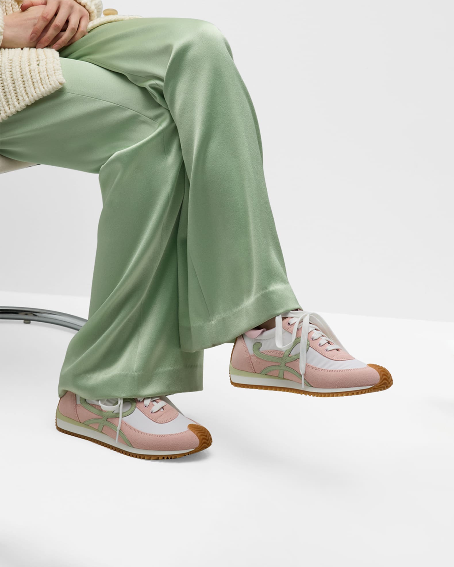 Loewe Flow Runner Nylon and Suede Sneakers | Neiman Marcus