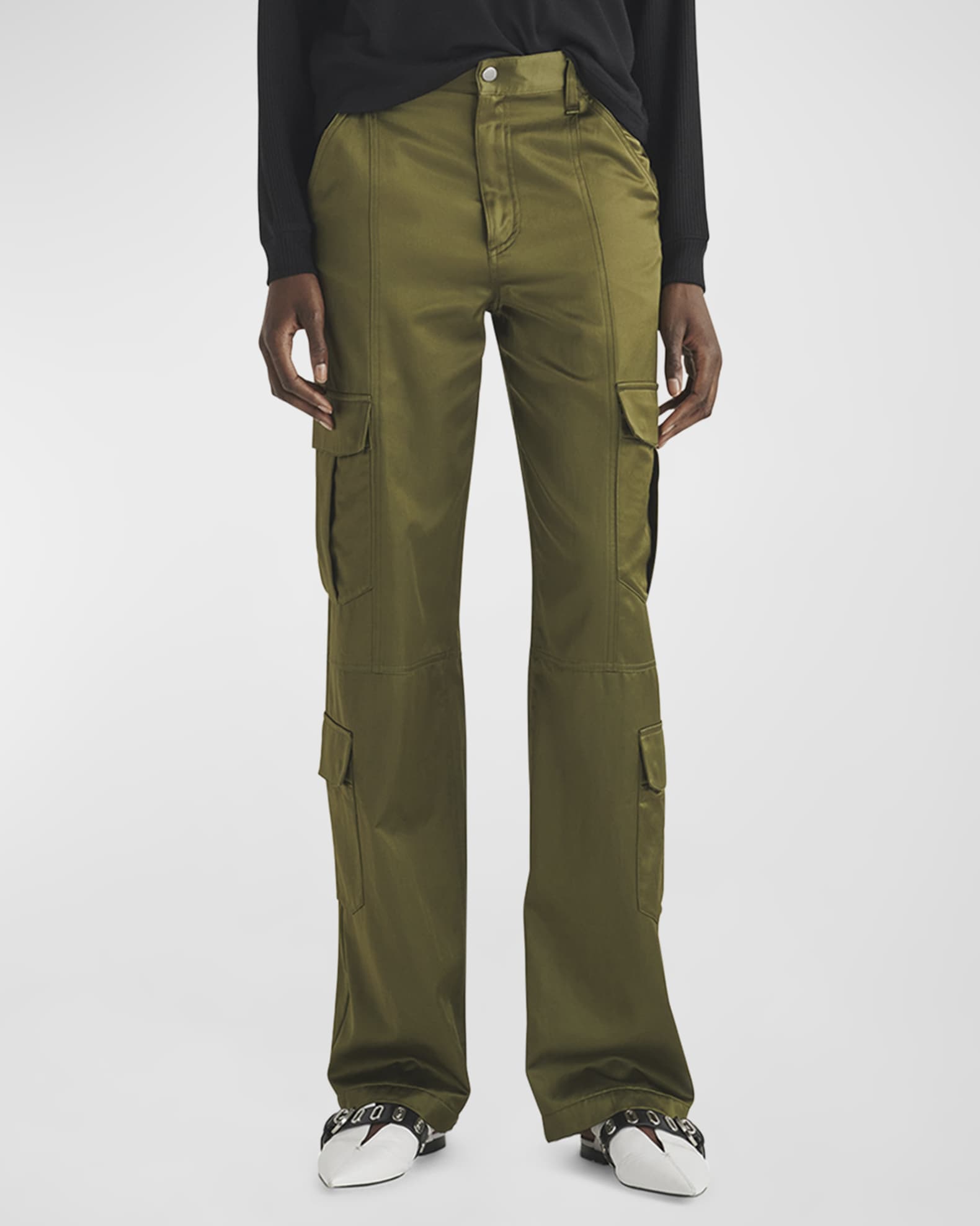 Rag & Bone Cailyn Satin Wide-Leg Cargo Pants | Neiman Marcus