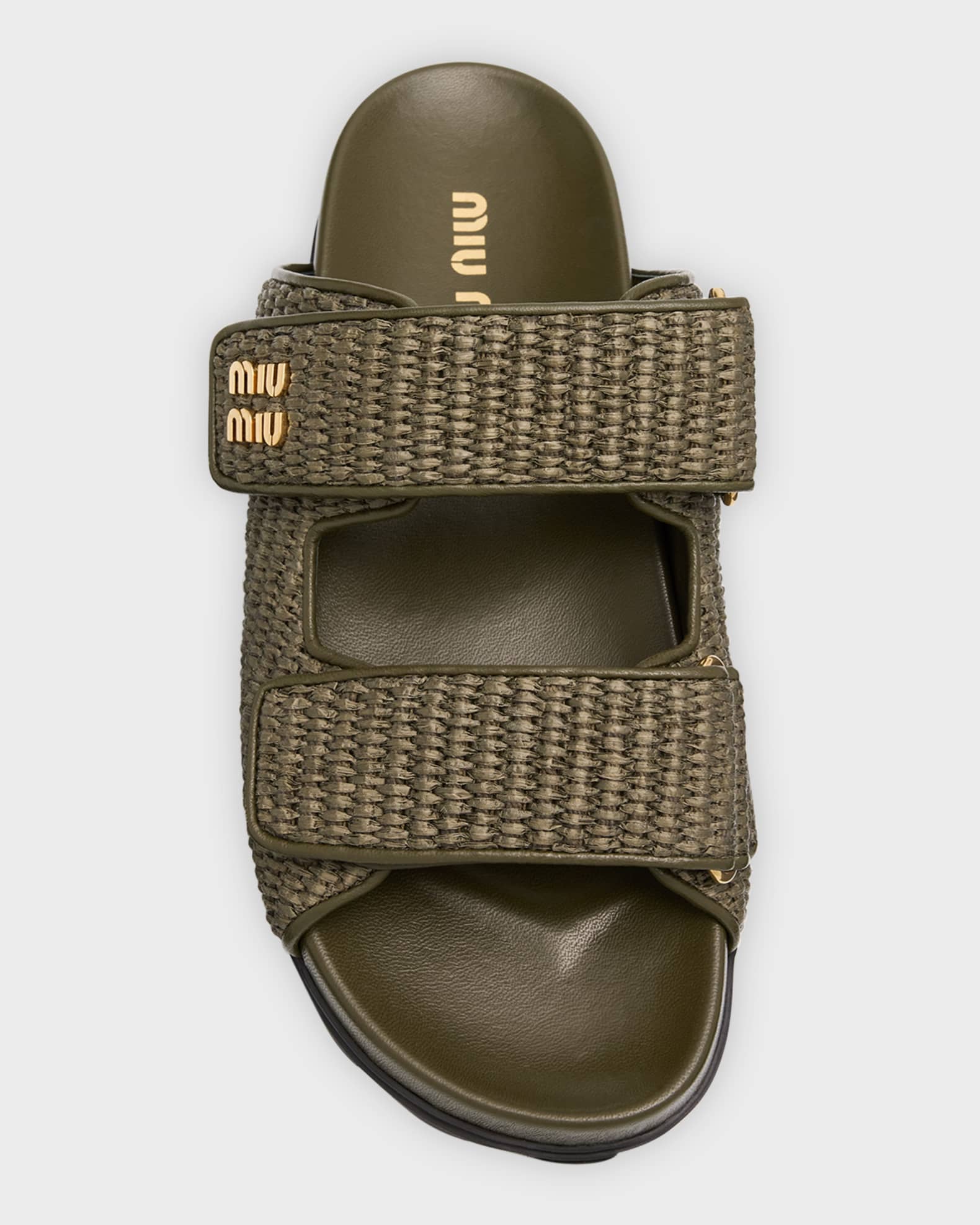 Miu Miu Raffia Dual-Grip Comfort Sandals | Neiman Marcus