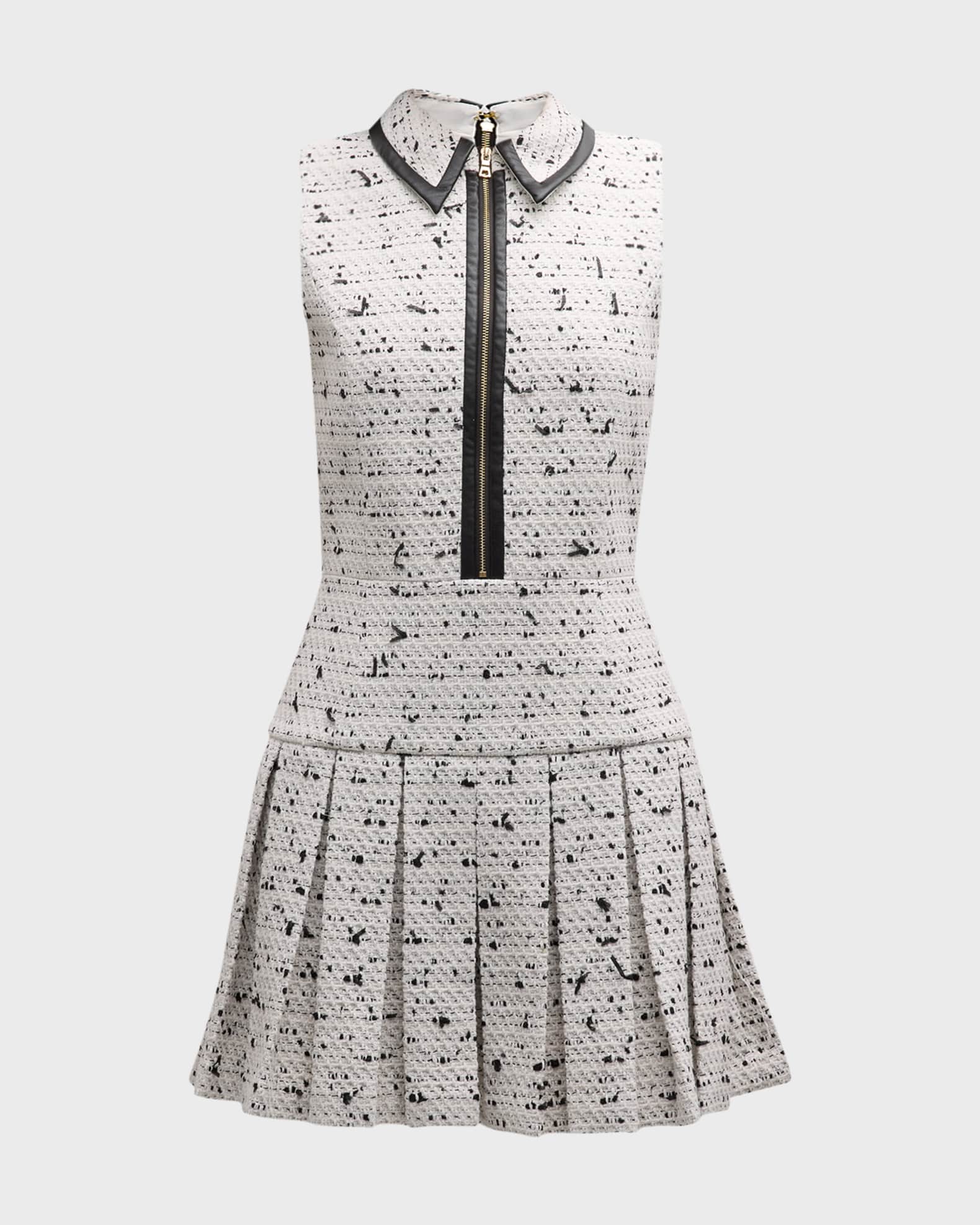 Alice + Olivia Ellis Tweed Box Pleat Dress | Neiman Marcus