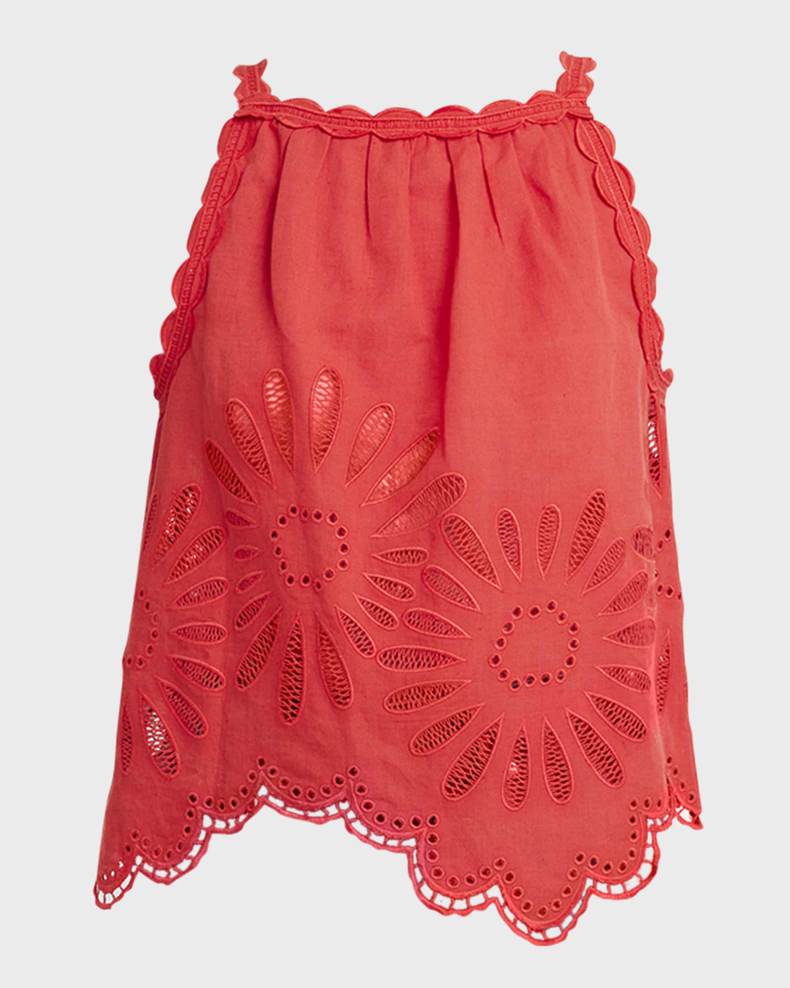 Ulla Johnson Jolie Floral Embroidered Linen Cotton Halter Top | Neiman ...