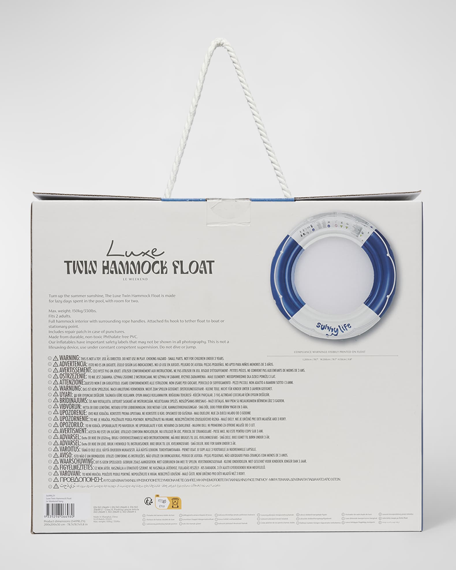 SUNNYLiFE Luxe Twin Hammock Float, Nautical Navy | Neiman Marcus