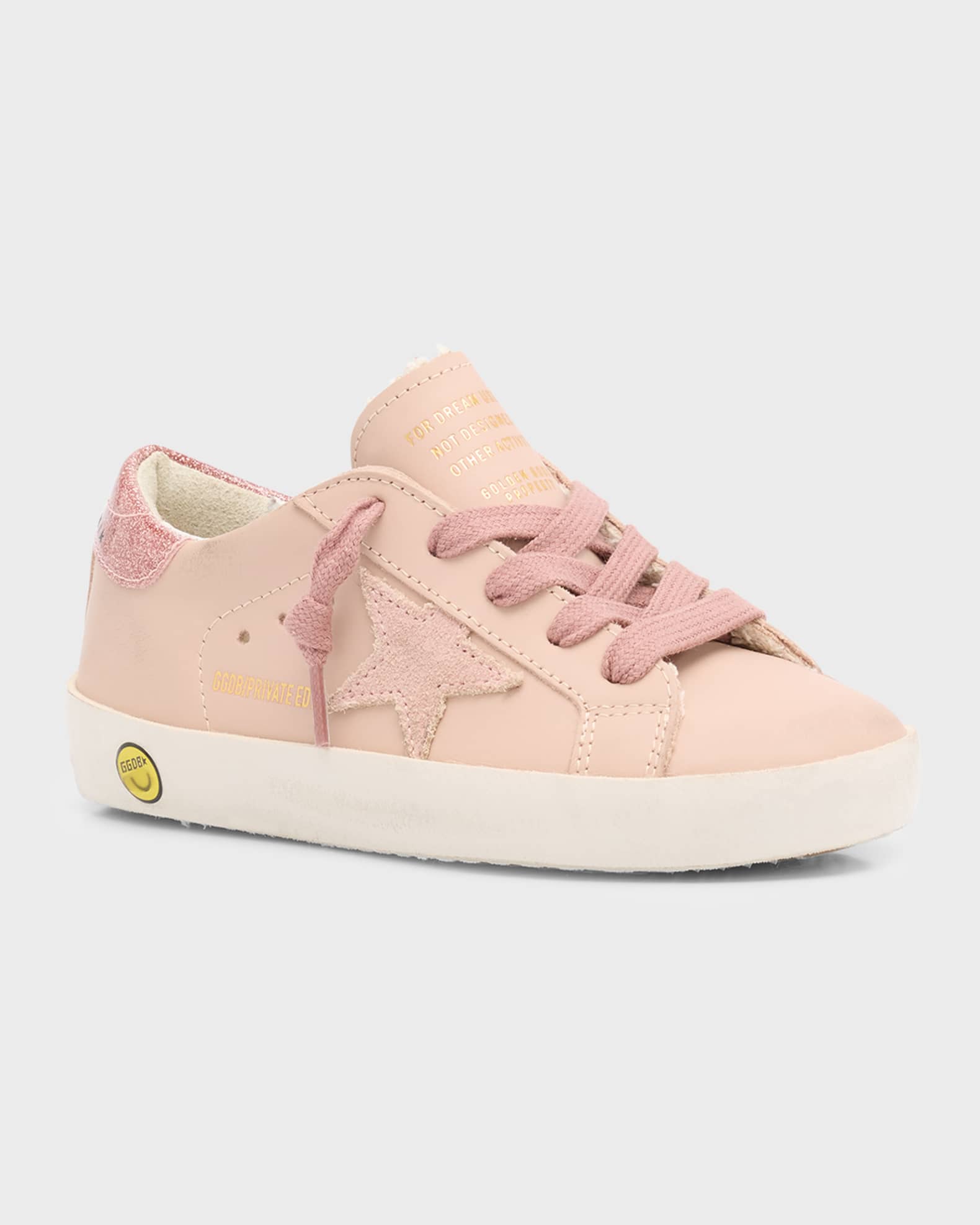 Golden Goose Girl's Superstar Pink Suede Low-Top Sneakers, Kids ...