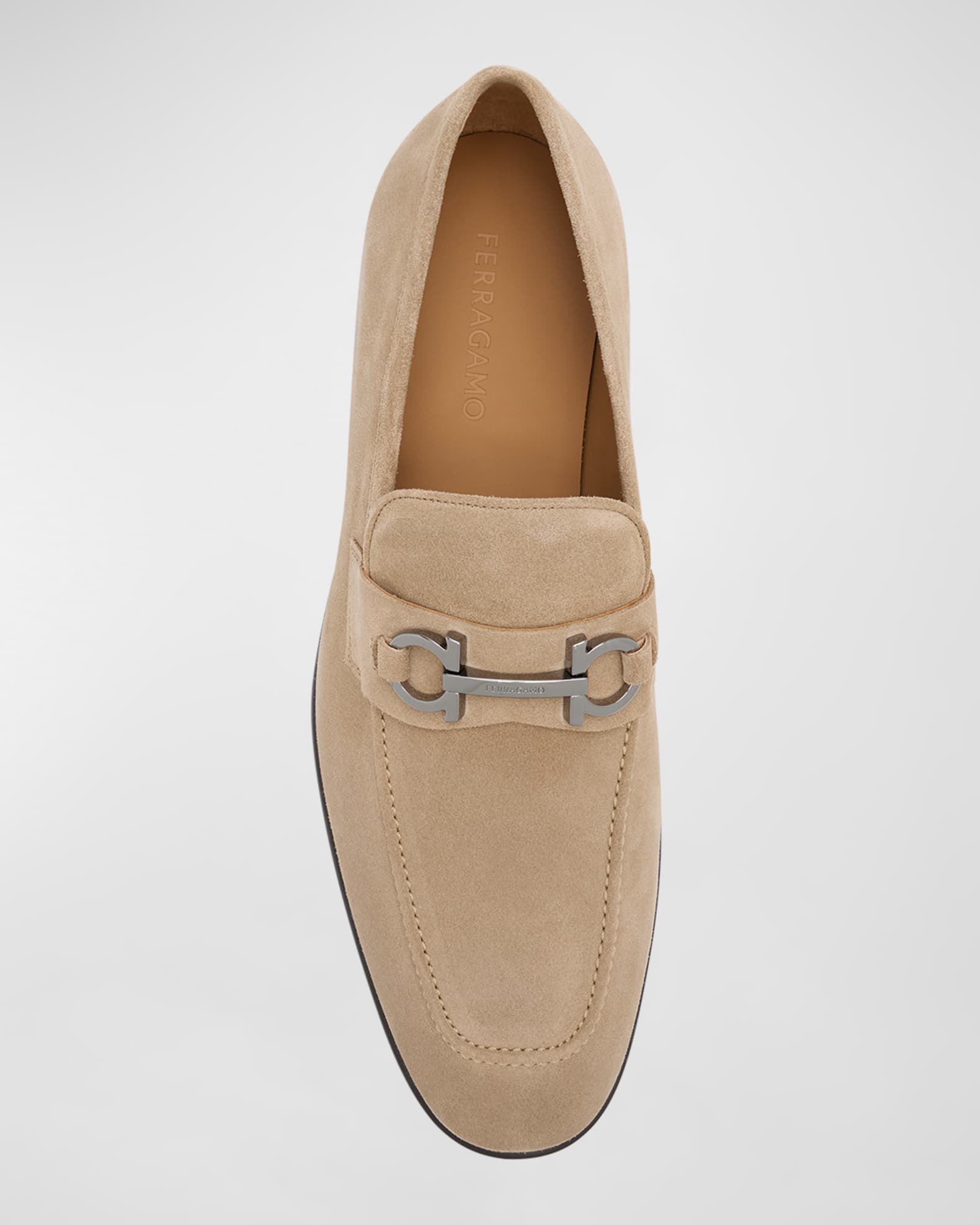 Ferragamo Men's Foster Gancini Suede Bit Loafers | Neiman Marcus