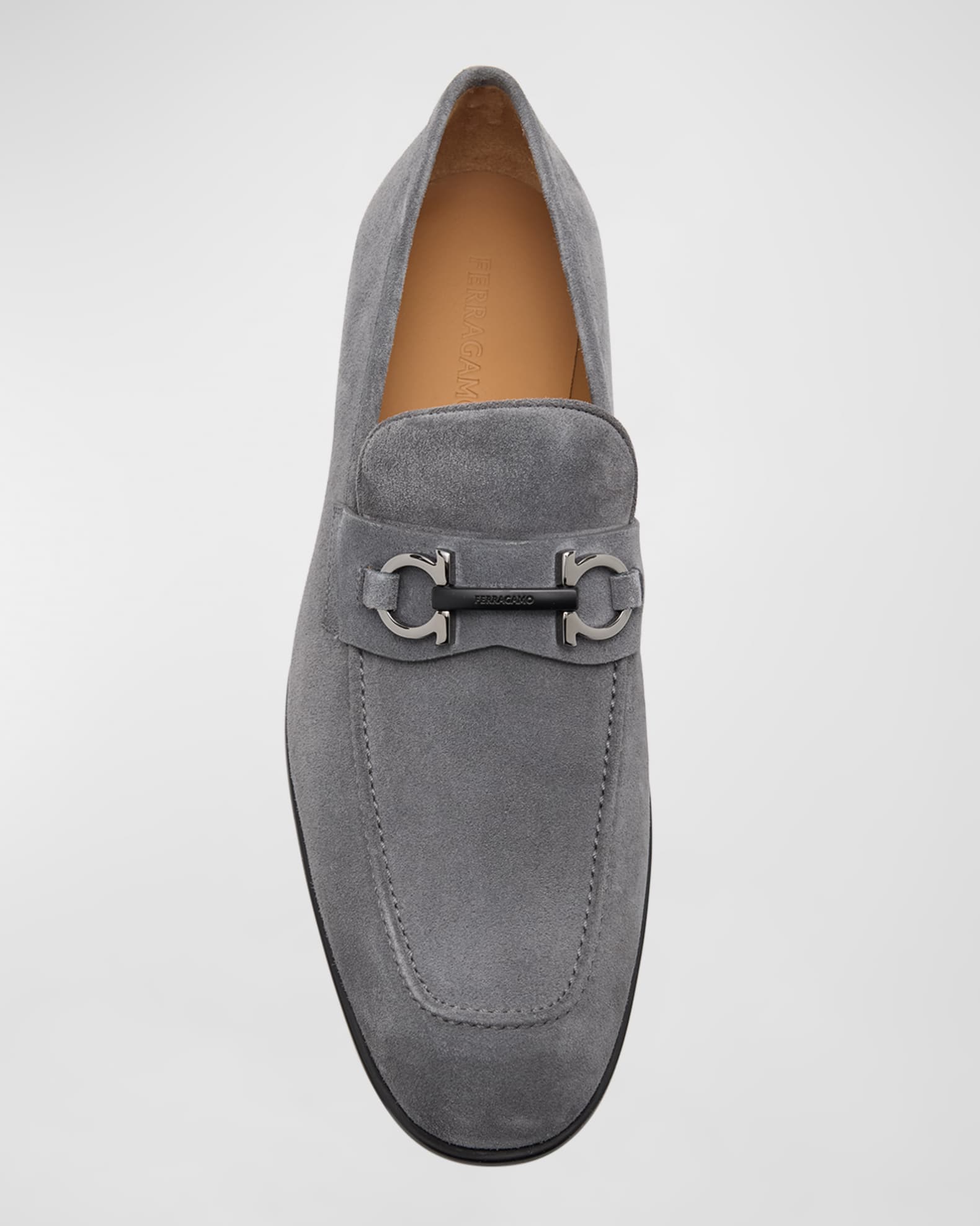 Ferragamo Men's Foster Suede Gancini Bit Loafers | Neiman Marcus