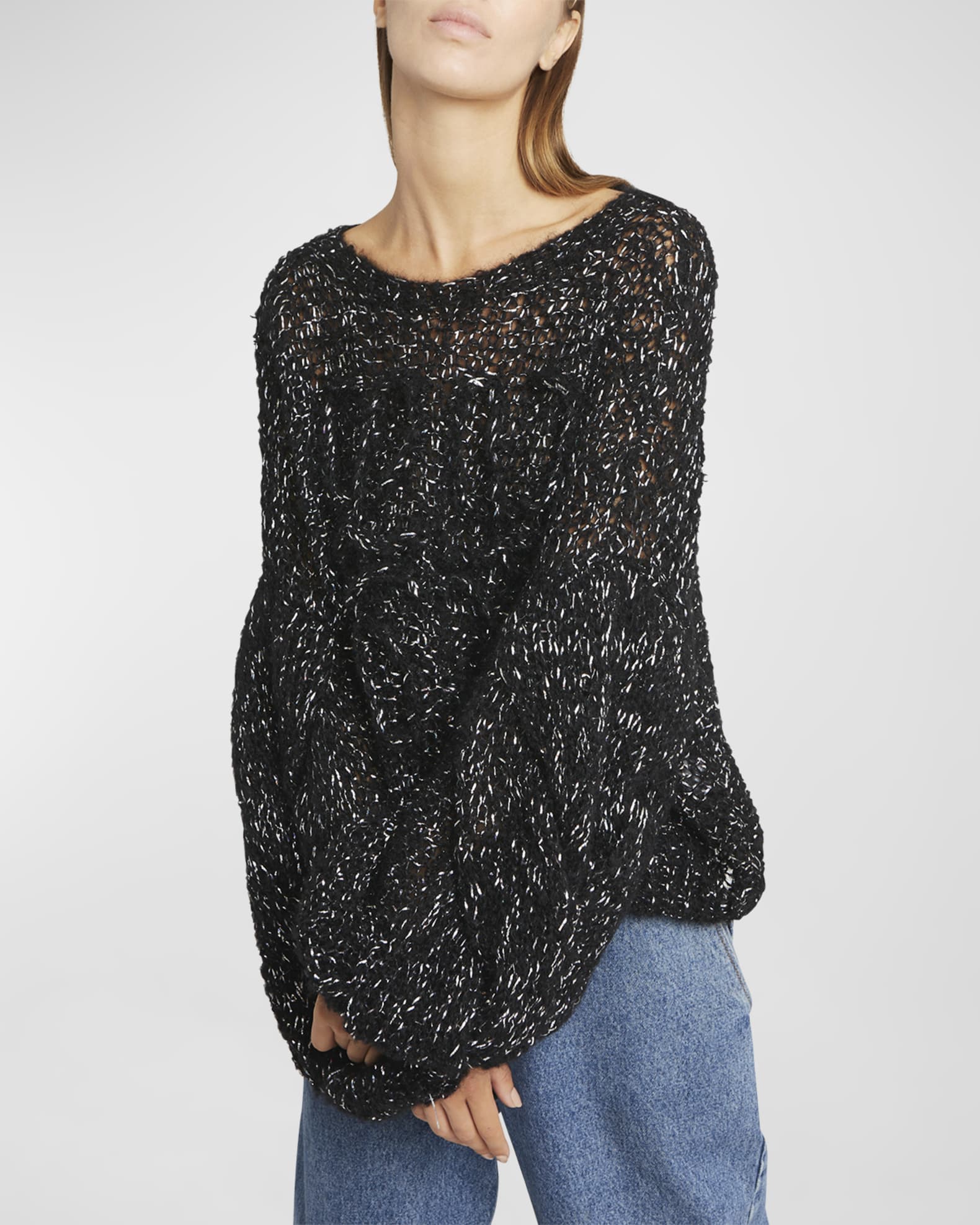 Loewe Lurex Mohair Sweater with Anagram Detail | Neiman Marcus