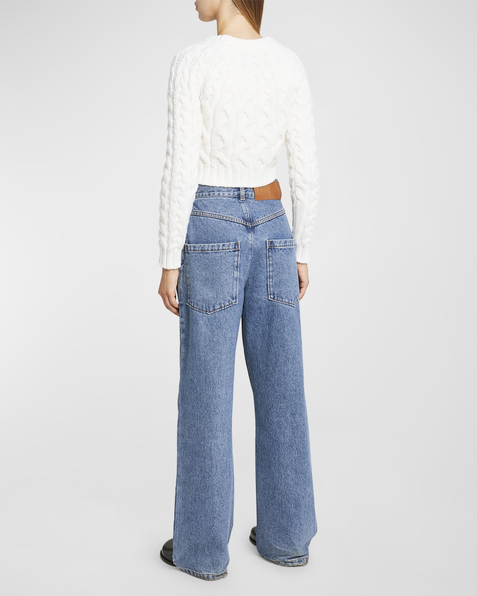 Loewe Fisherman Cable-Knit Sweater with Anagram Detail | Neiman Marcus