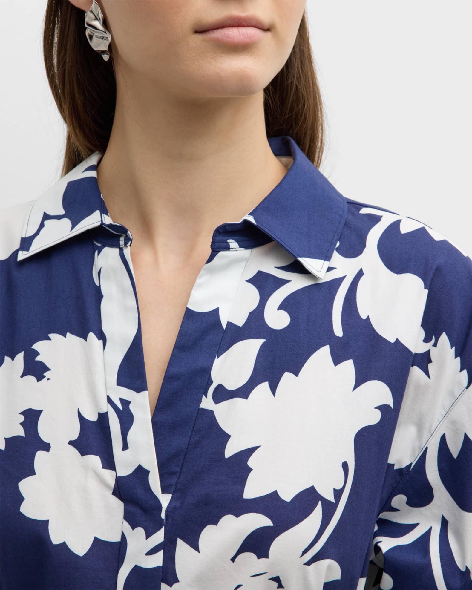 Natori Casablanca Belted Floral-Print Midi Shirtdress | Neiman Marcus
