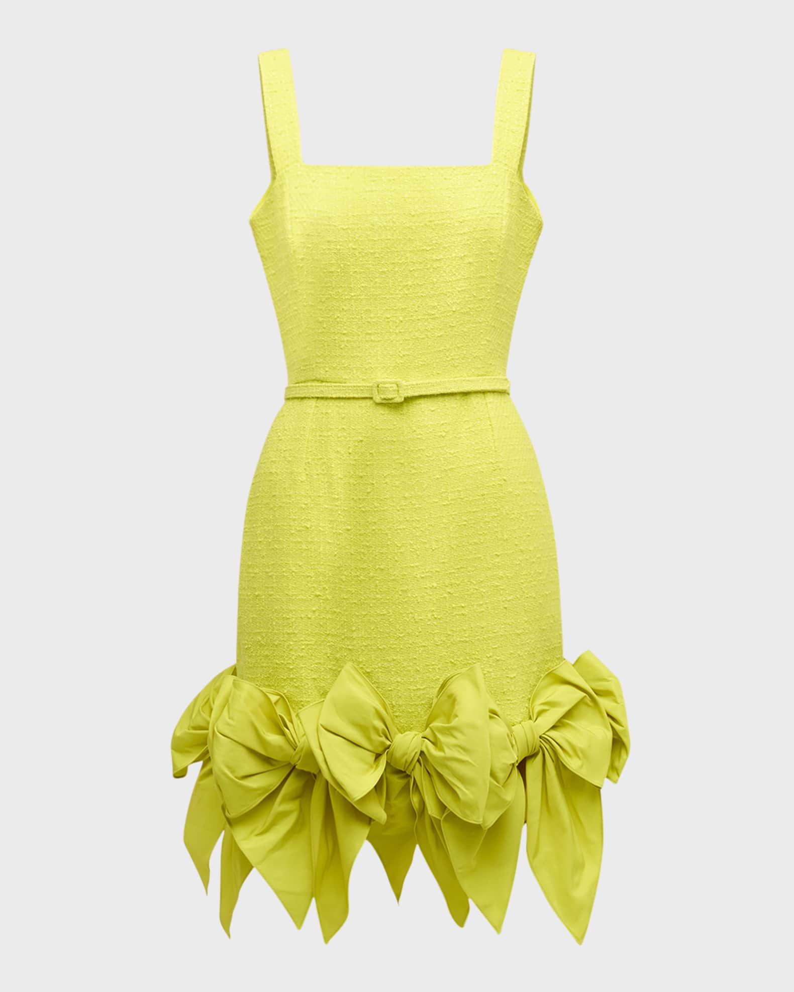 Oscar de la Renta Faille Bow Square-Neck Tweed Mini Tank Dress | Neiman ...