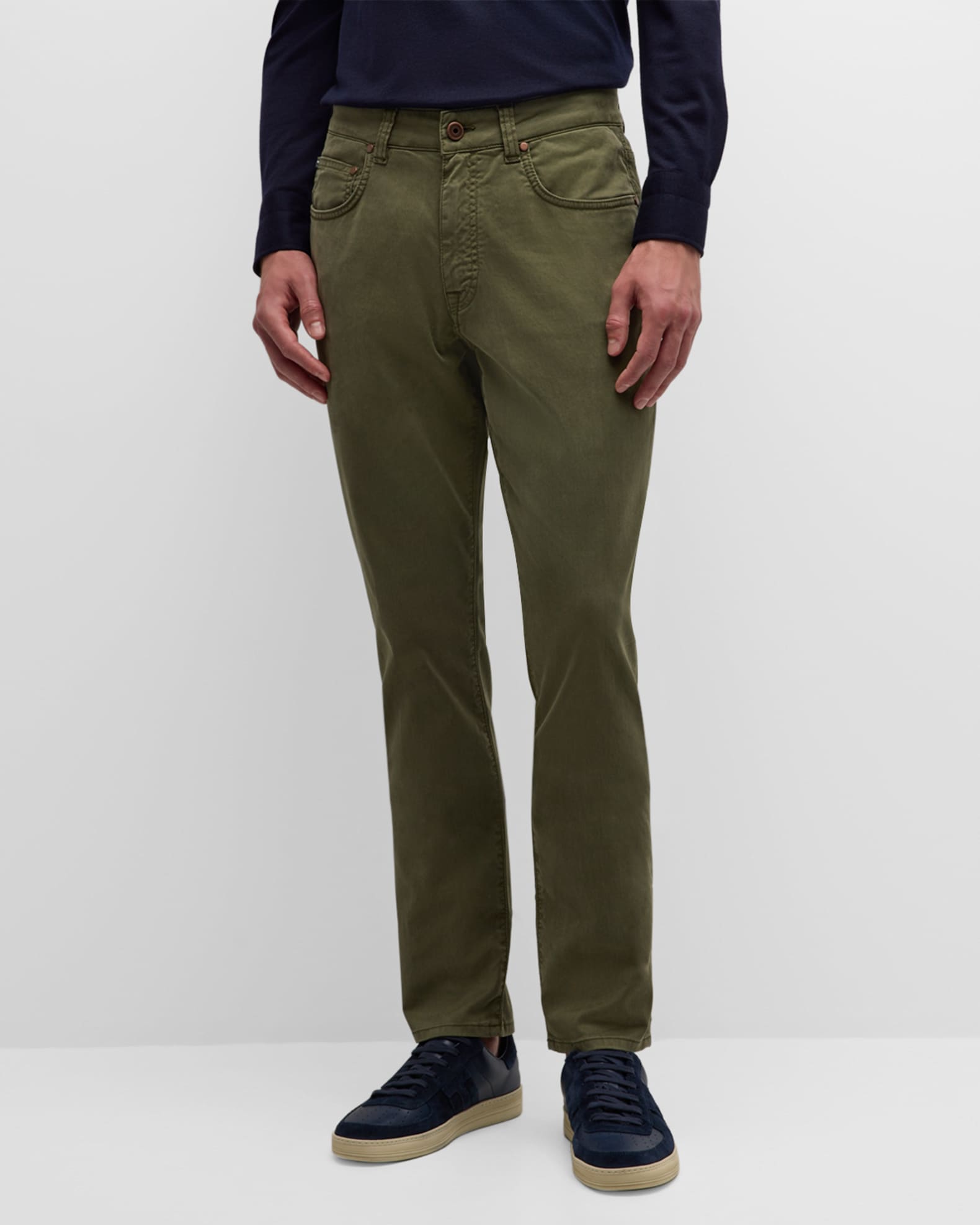 Boglioli Men's Cotton-Silk 5-Pocket Pants | Neiman Marcus