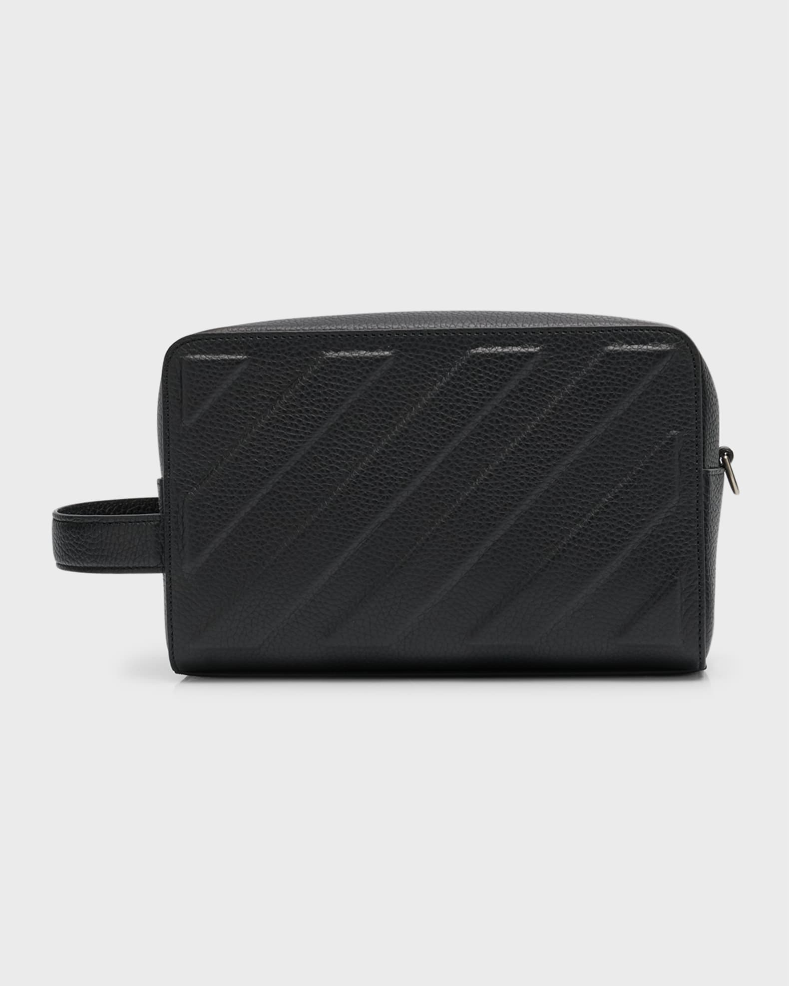 Off-White Men's Leather 3D Diagonal Zip Pouch | Neiman Marcus