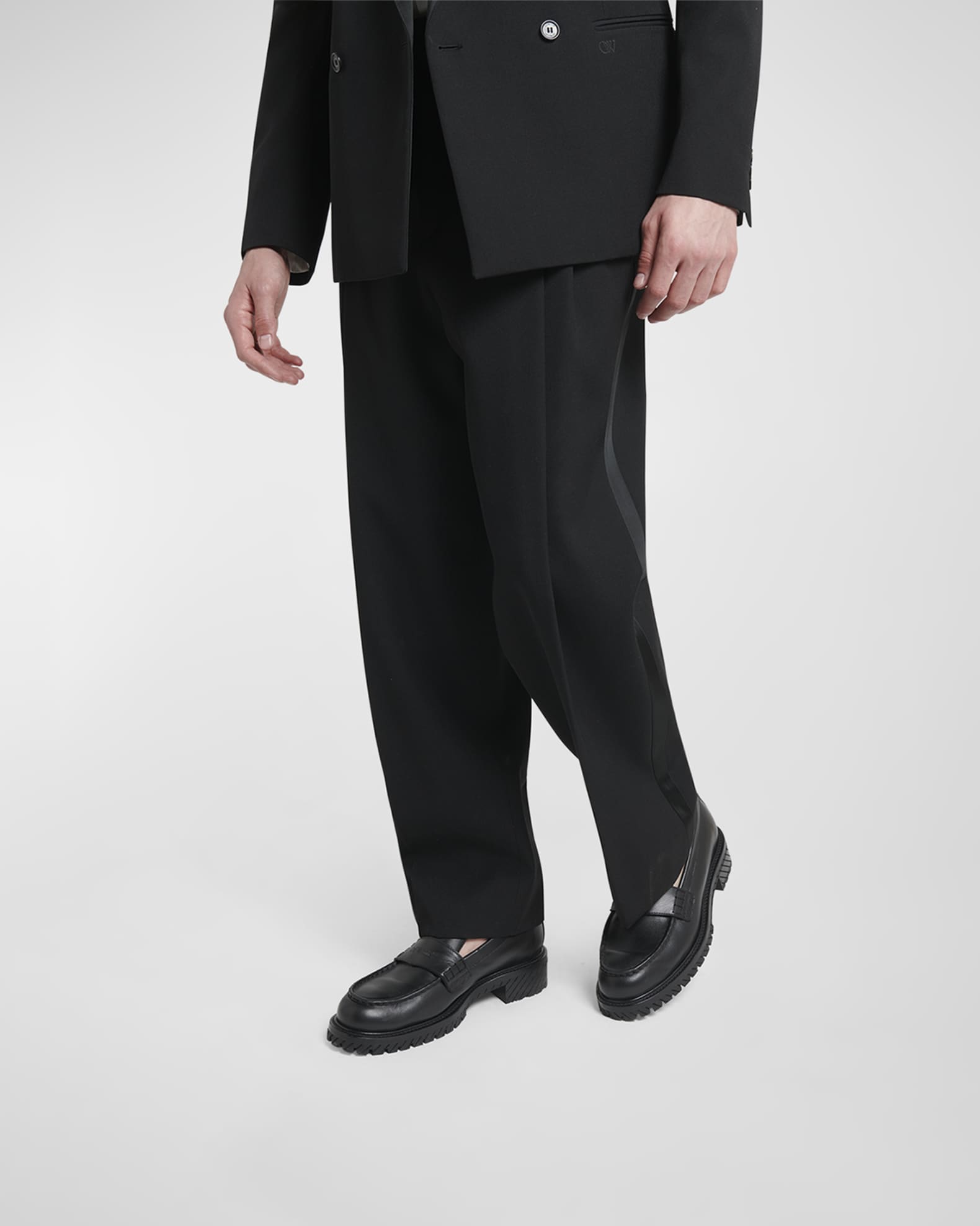 Off-White Men's Military Leather Penny Loafers | Neiman Marcus